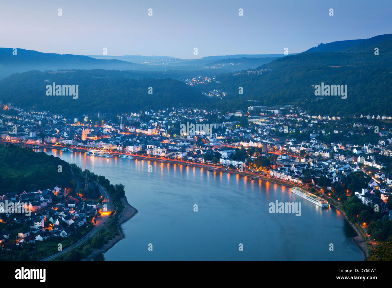 View to Boppard, Rhine river, Rhineland-Palatinate, Germany Stock Photo ...