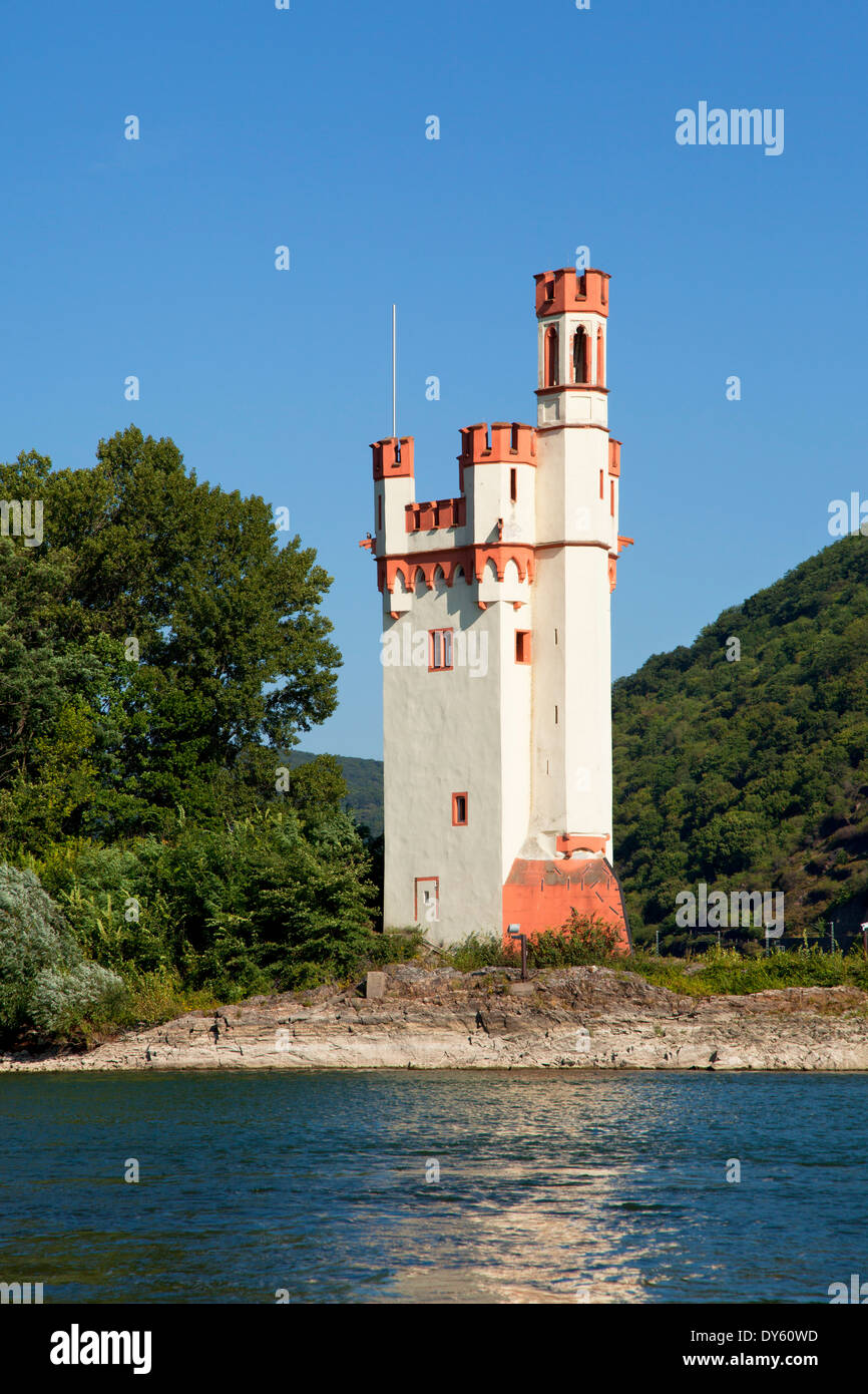 Mouse Tower, Unesco World Cultural Heritage, near Bingen, Rhine river ...