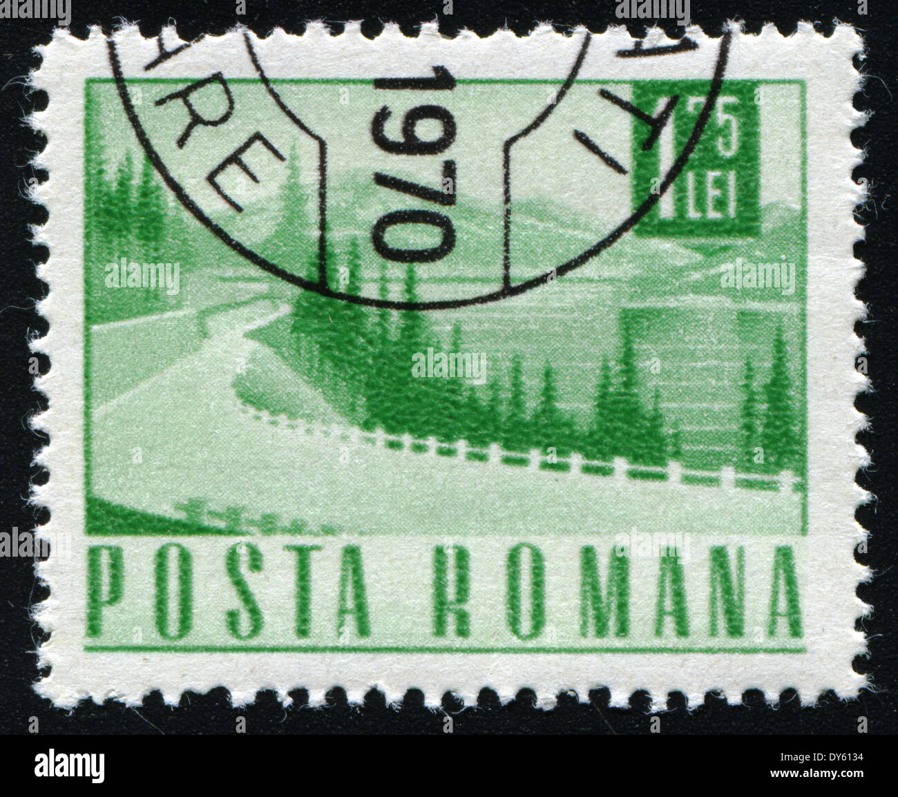 ROMANIA - CIRCA 1968: Postage stamp printed in Romania shows Highway ...