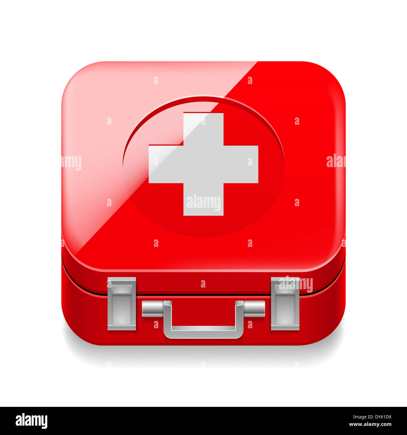 Icon of red first-aid kit on white background Stock Photo - Alamy