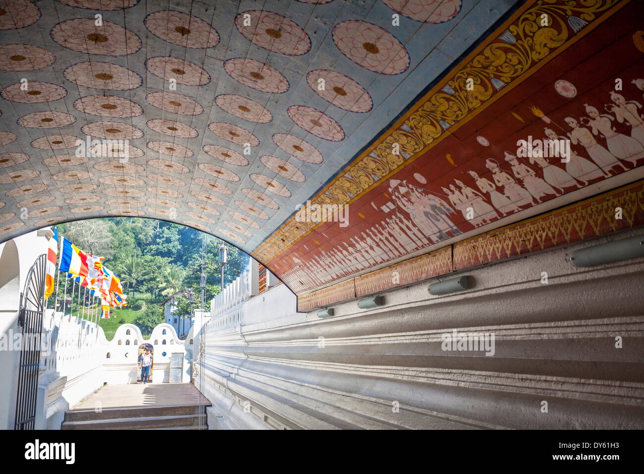 Wall and ceiling murals inside the Temple of the Sacred Tooth Relic ...