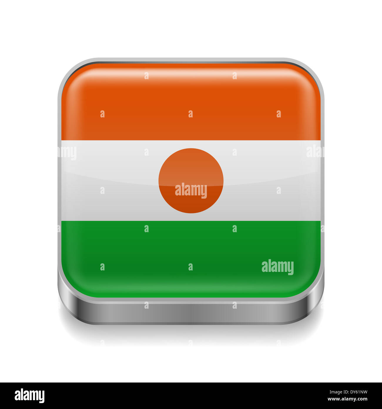 Metal square icon with Nigerian flag colors Stock Photo - Alamy