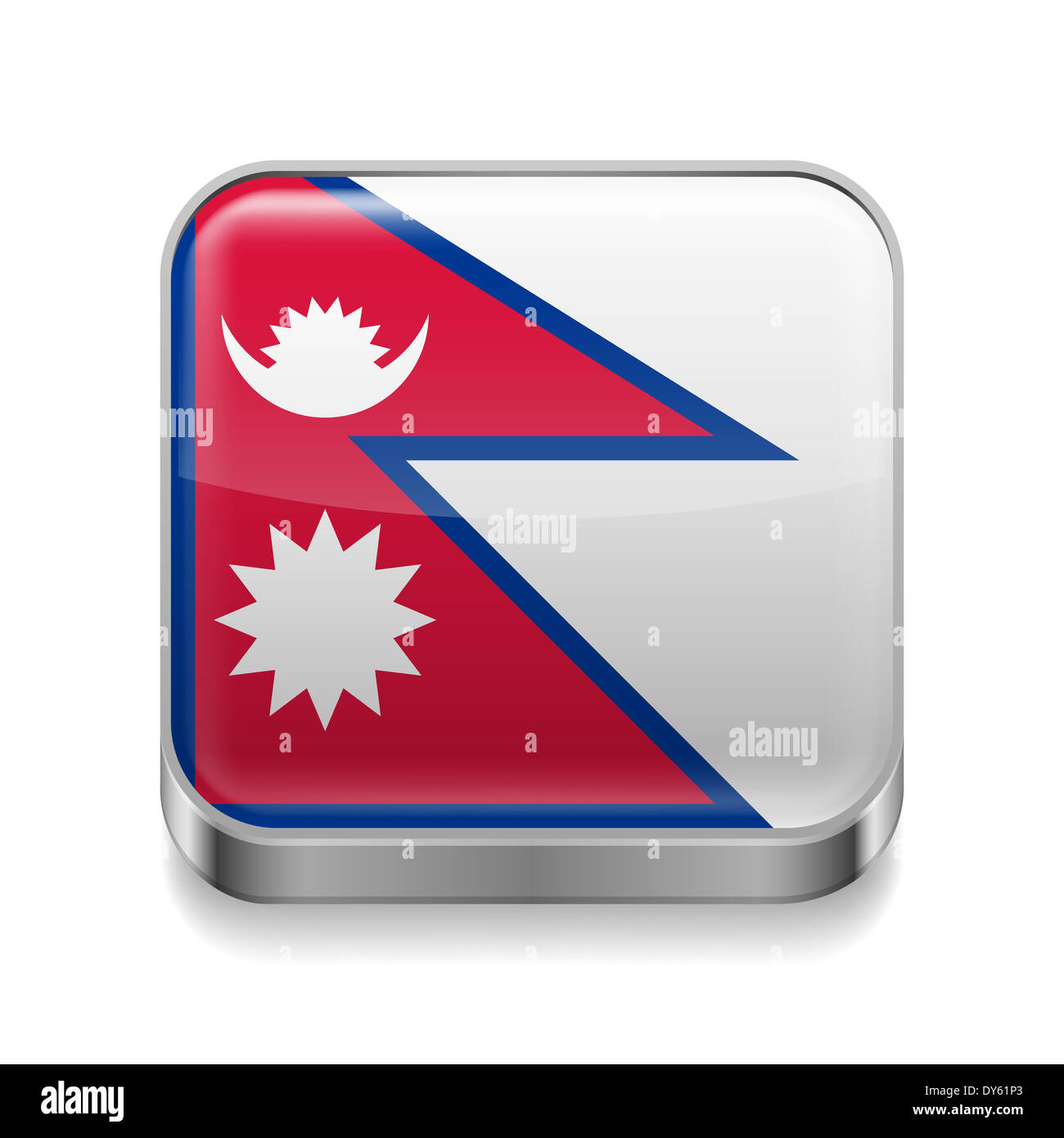 Metal square icon with Nepalese flag colors Stock Photo - Alamy