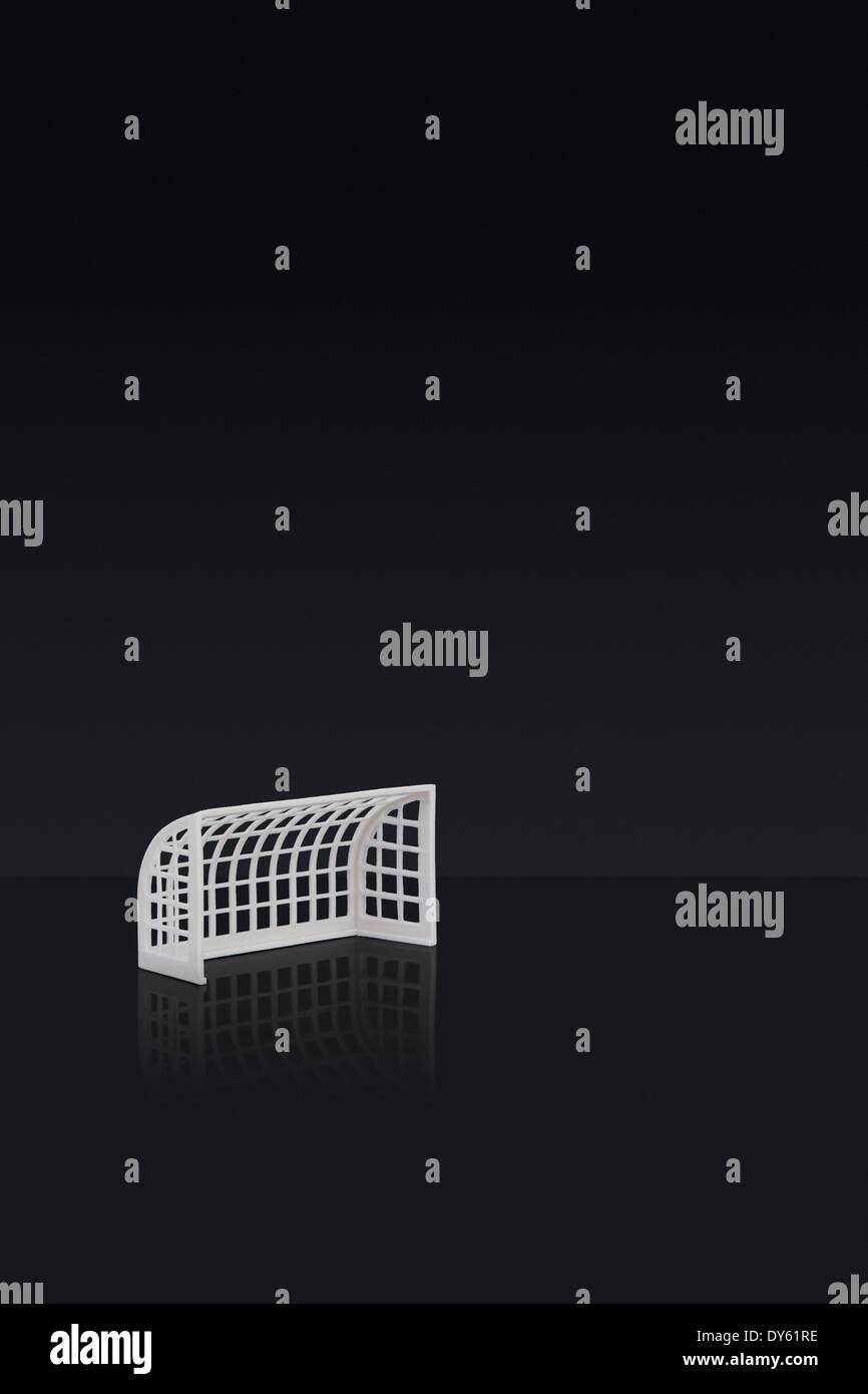 White plastic table top football goal Stock Photo - Alamy