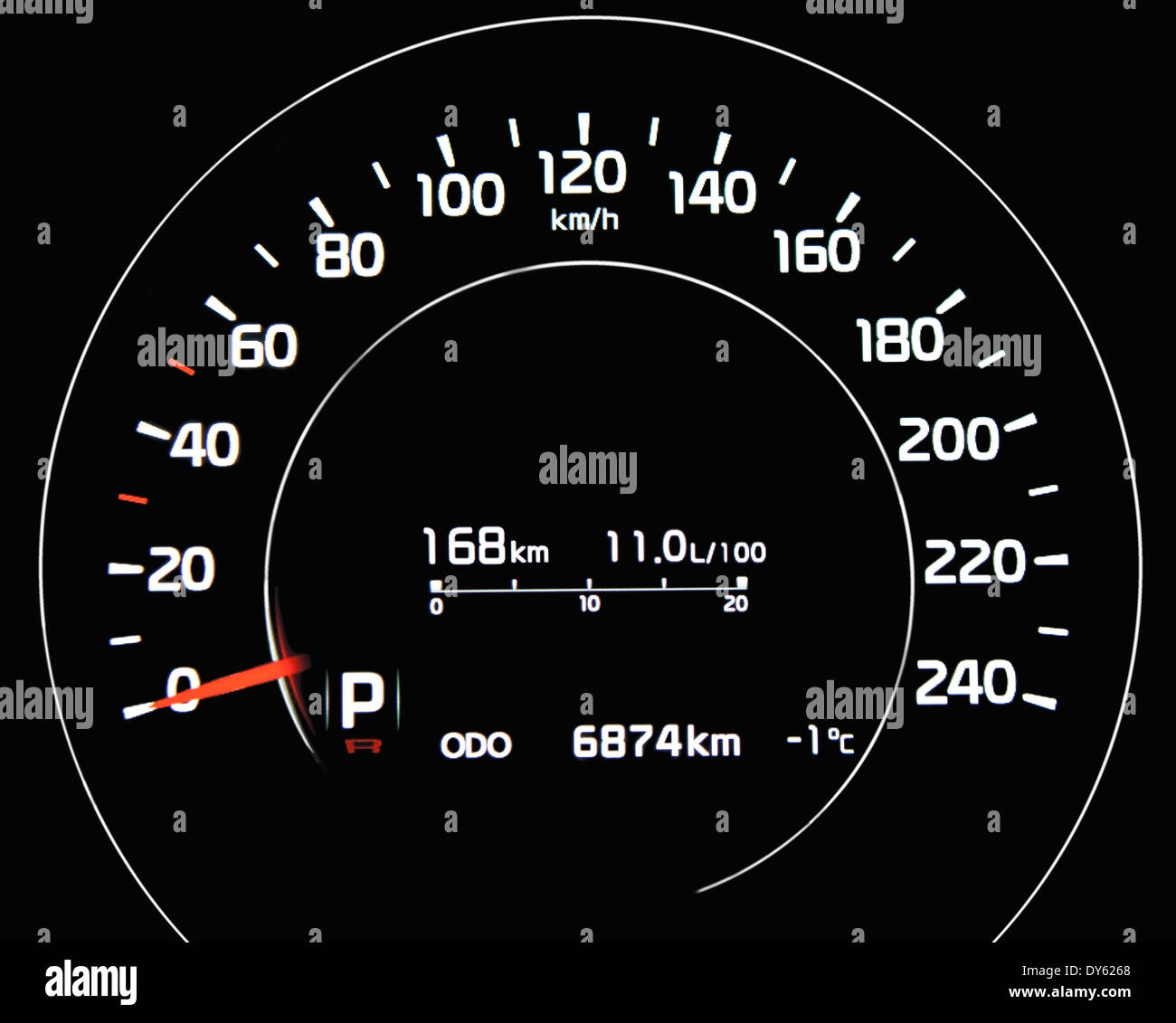 Digital car speedometer on the black background Stock Photo - Alamy