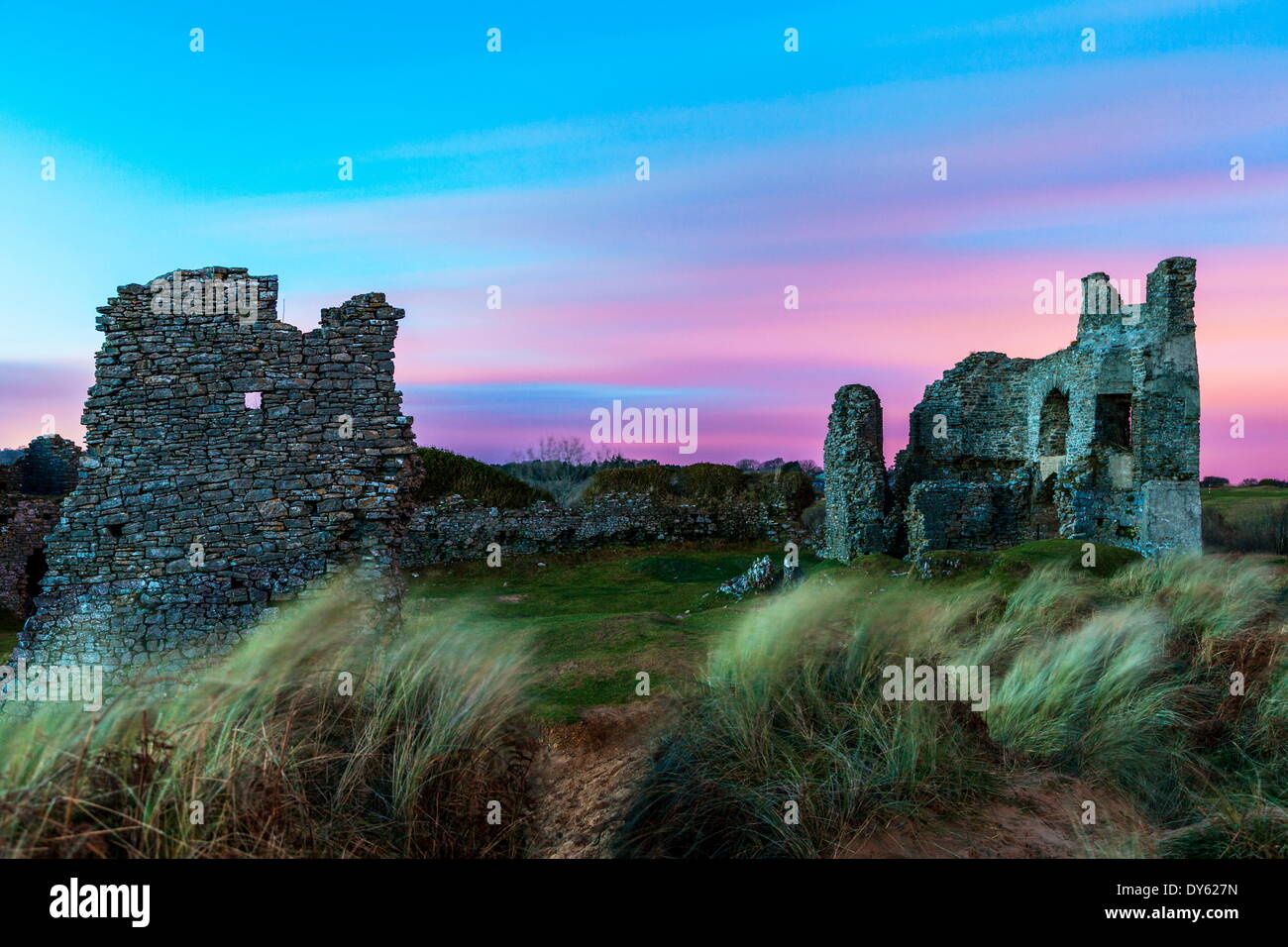 Pennard Castle, overlooking Three Cliffs Bay, Gower, Wales, United ...