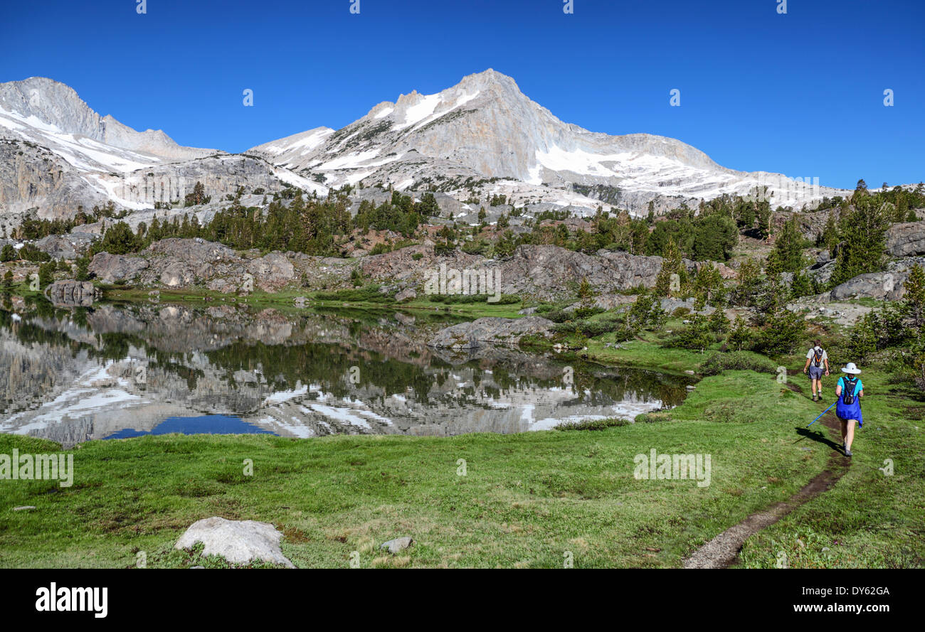 Hikers at 20 Lakes Basin in the Eastern Sierra in Northern California ...