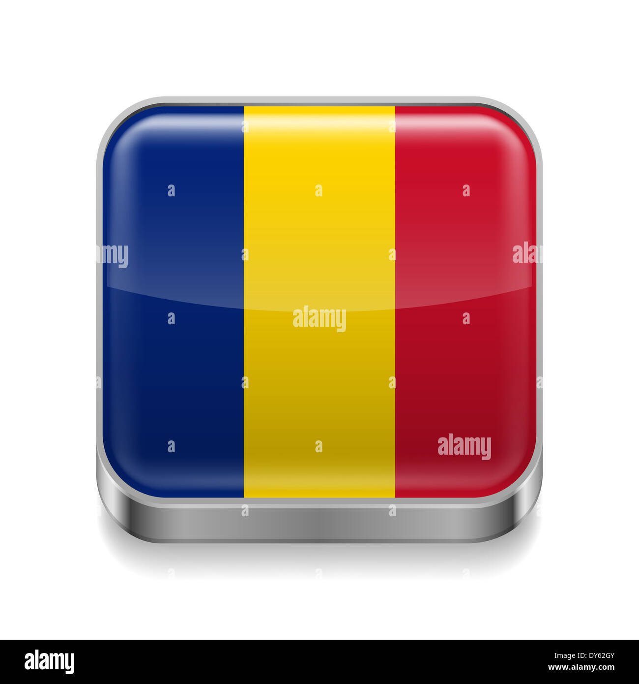 Metal square icon with Romanian flag colors Stock Photo - Alamy