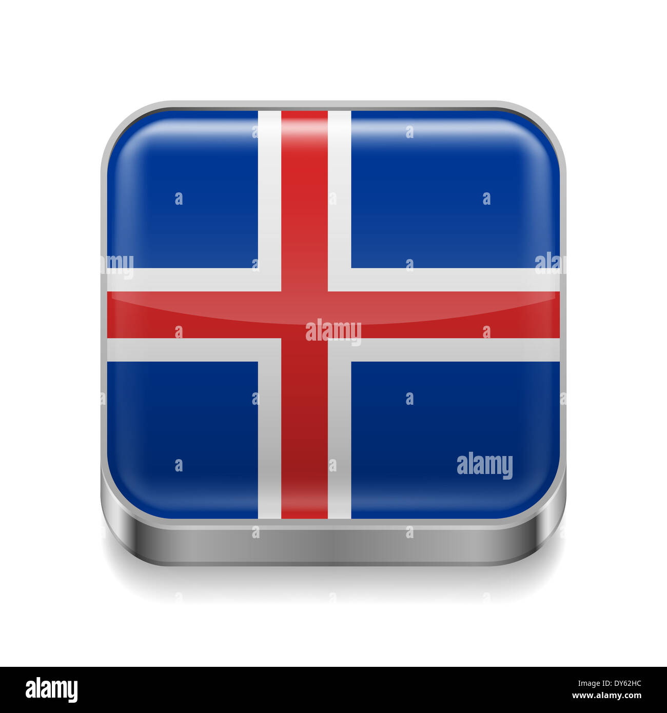 Metal square icon with Icelandic flag colors Stock Photo - Alamy