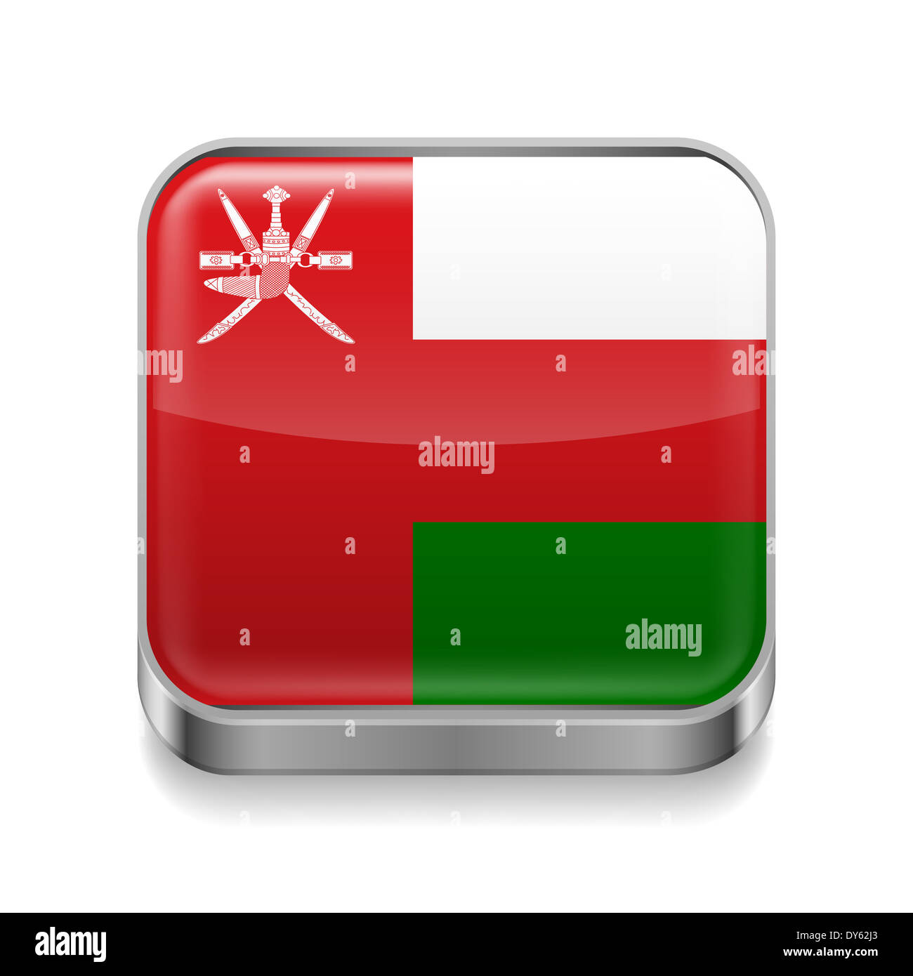 Metal square icon with Omani flag colors Stock Photo - Alamy