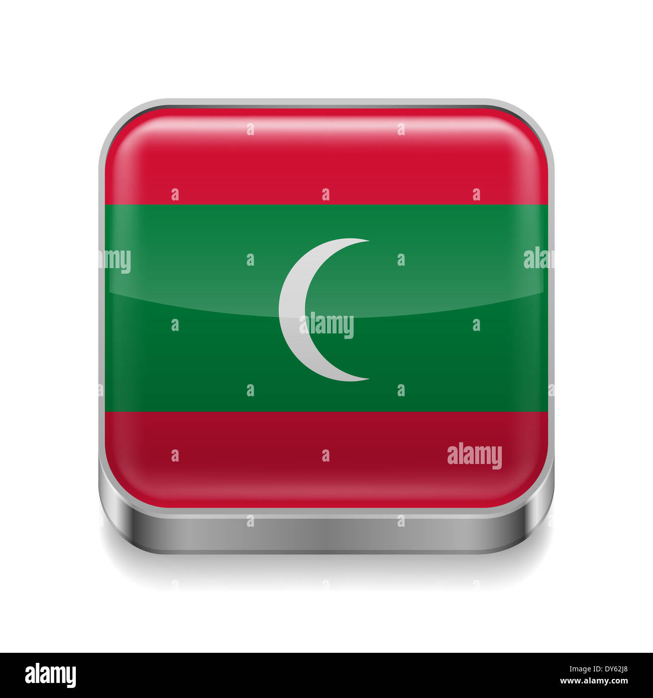 Metal square icon with Maldivian flag colors Stock Photo - Alamy