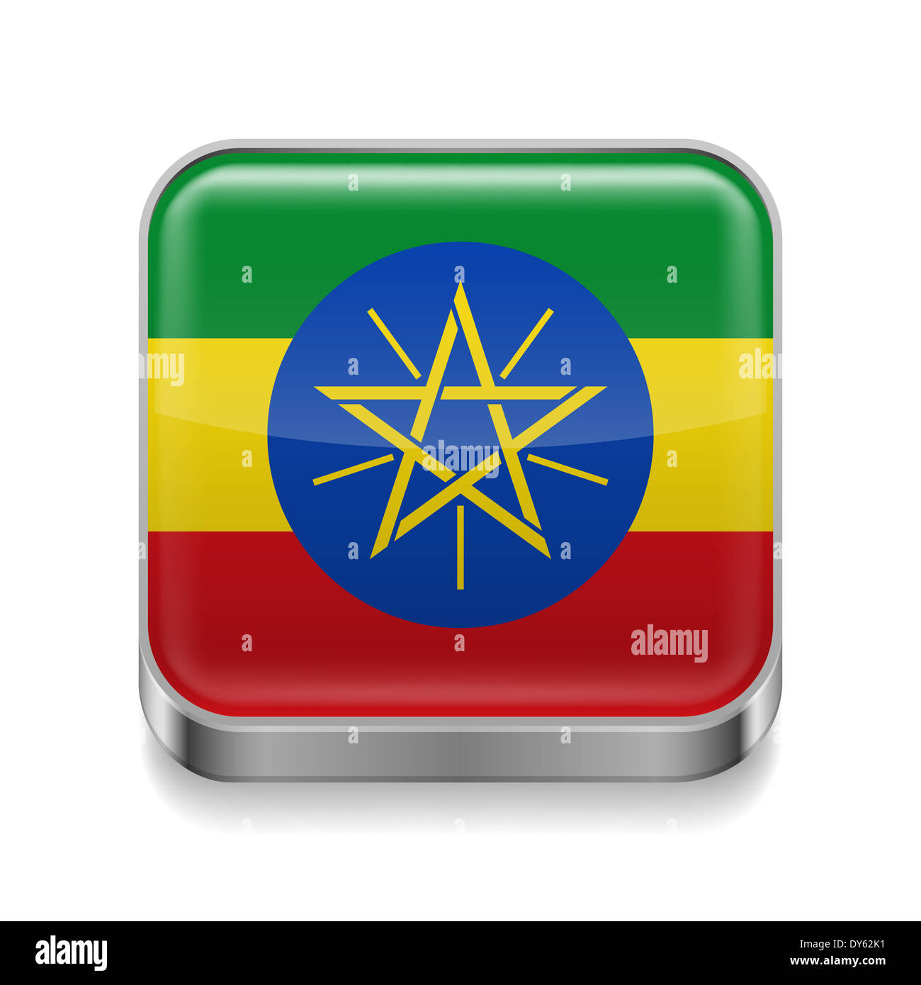 Metal square icon with Ethiopian flag colors Stock Photo - Alamy