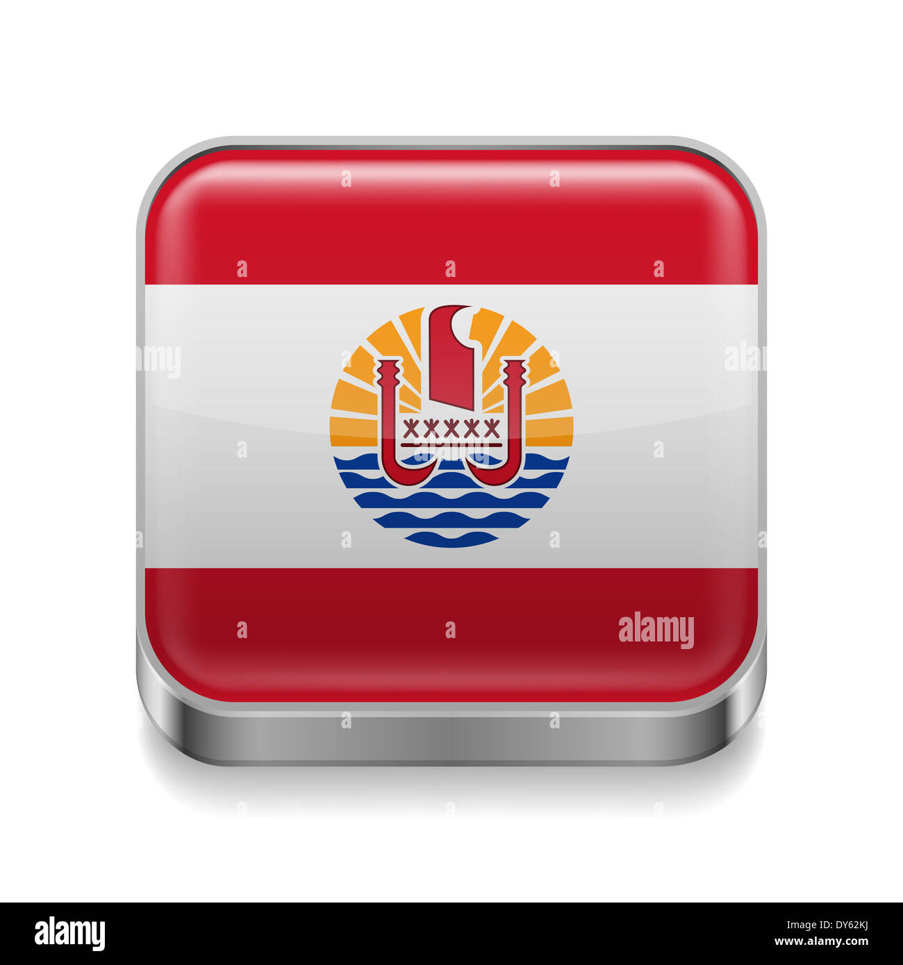 Metal square icon with flag colors of French Polynesia Stock Photo - Alamy