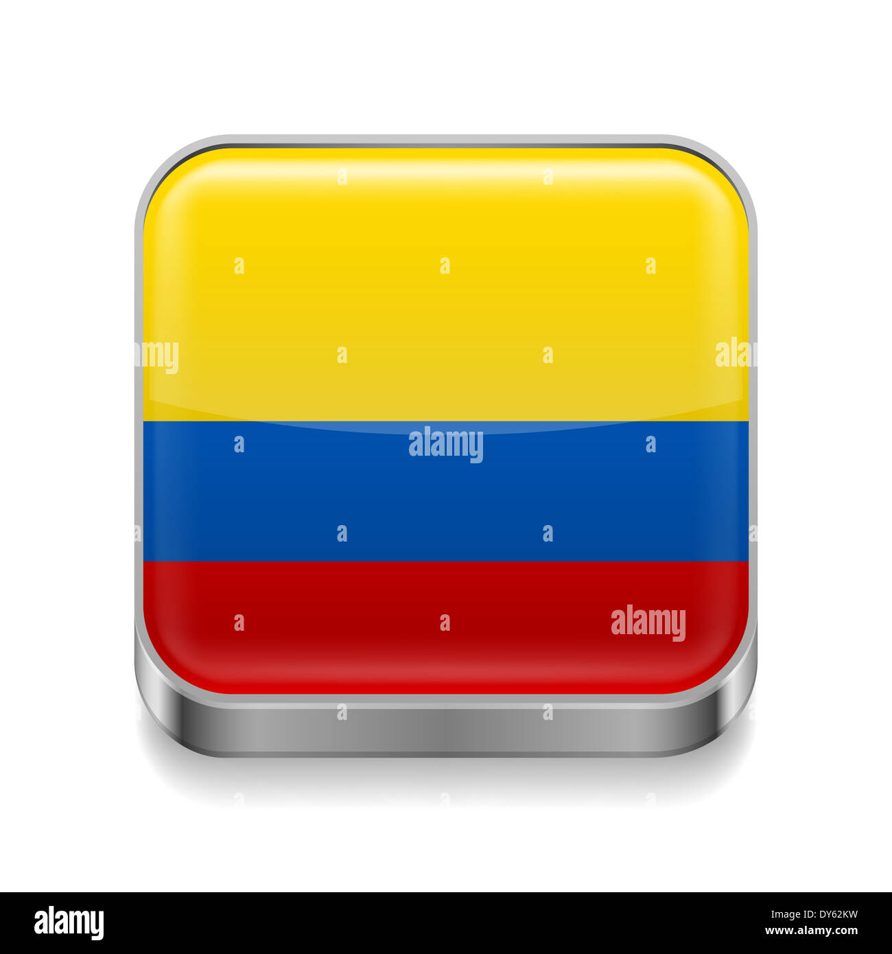 Metal square icon with Colombian flag colors Stock Photo - Alamy