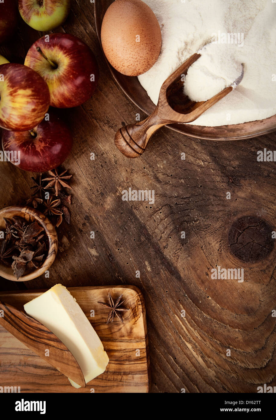 Baking concept background. Baker with ingredients for pastry desserts ...