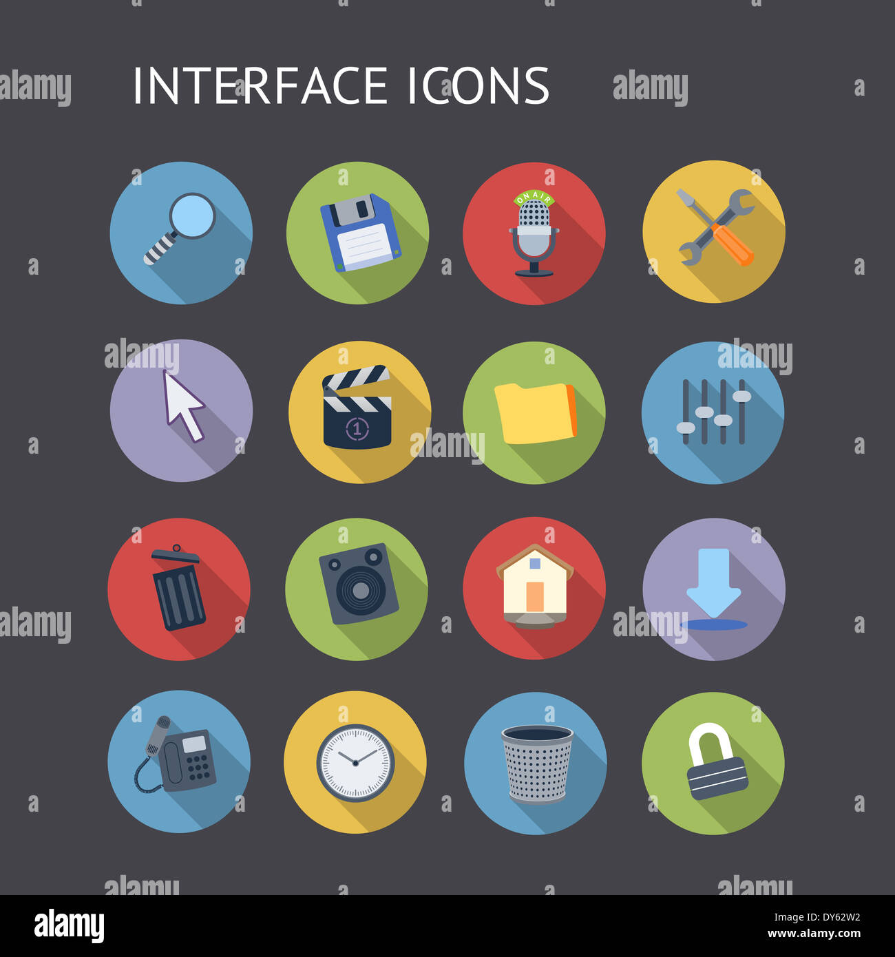 Flat icons for interface. Raster version Stock Photo - Alamy