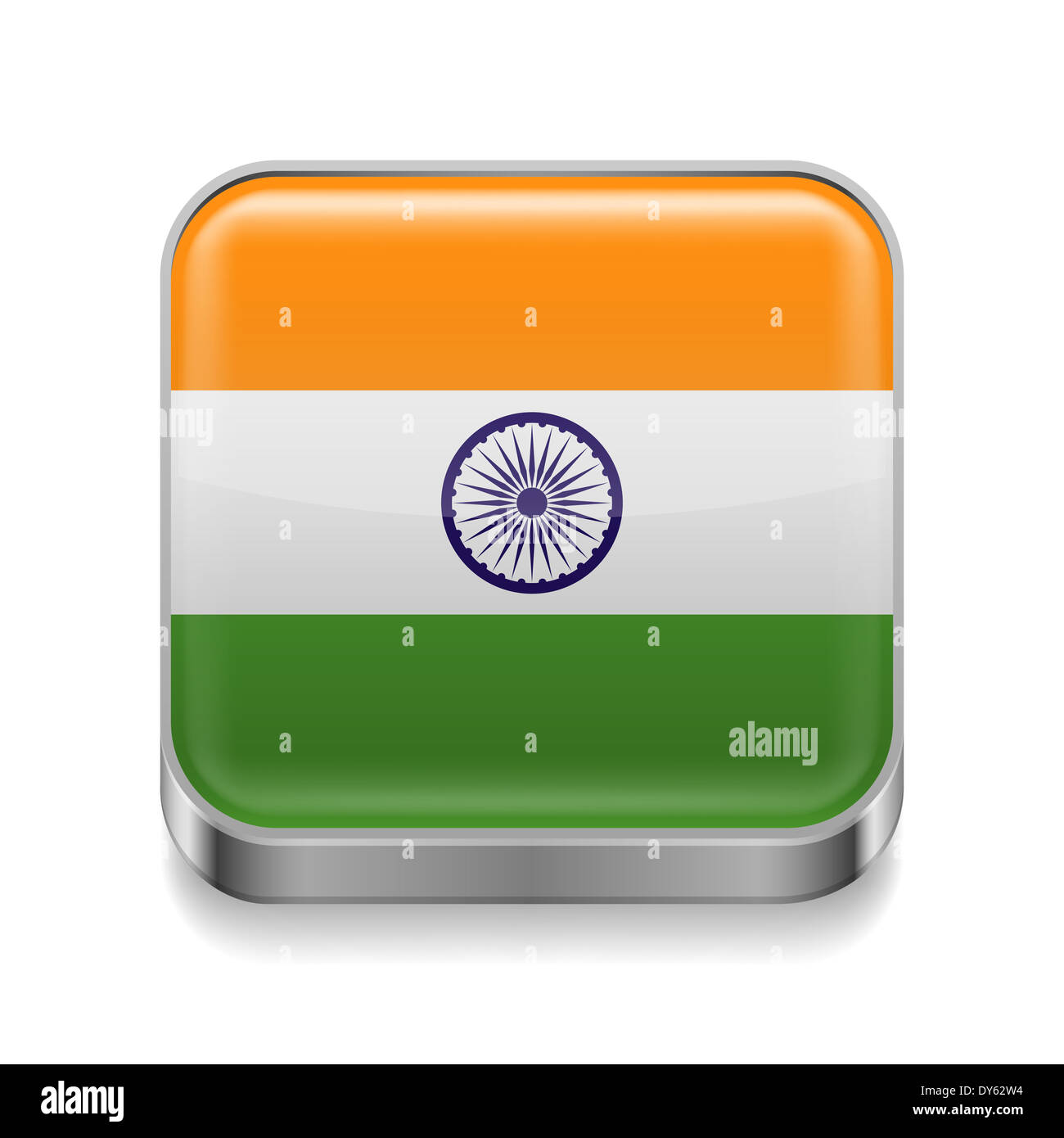 Metal square icon with Indian flag colors Stock Photo - Alamy