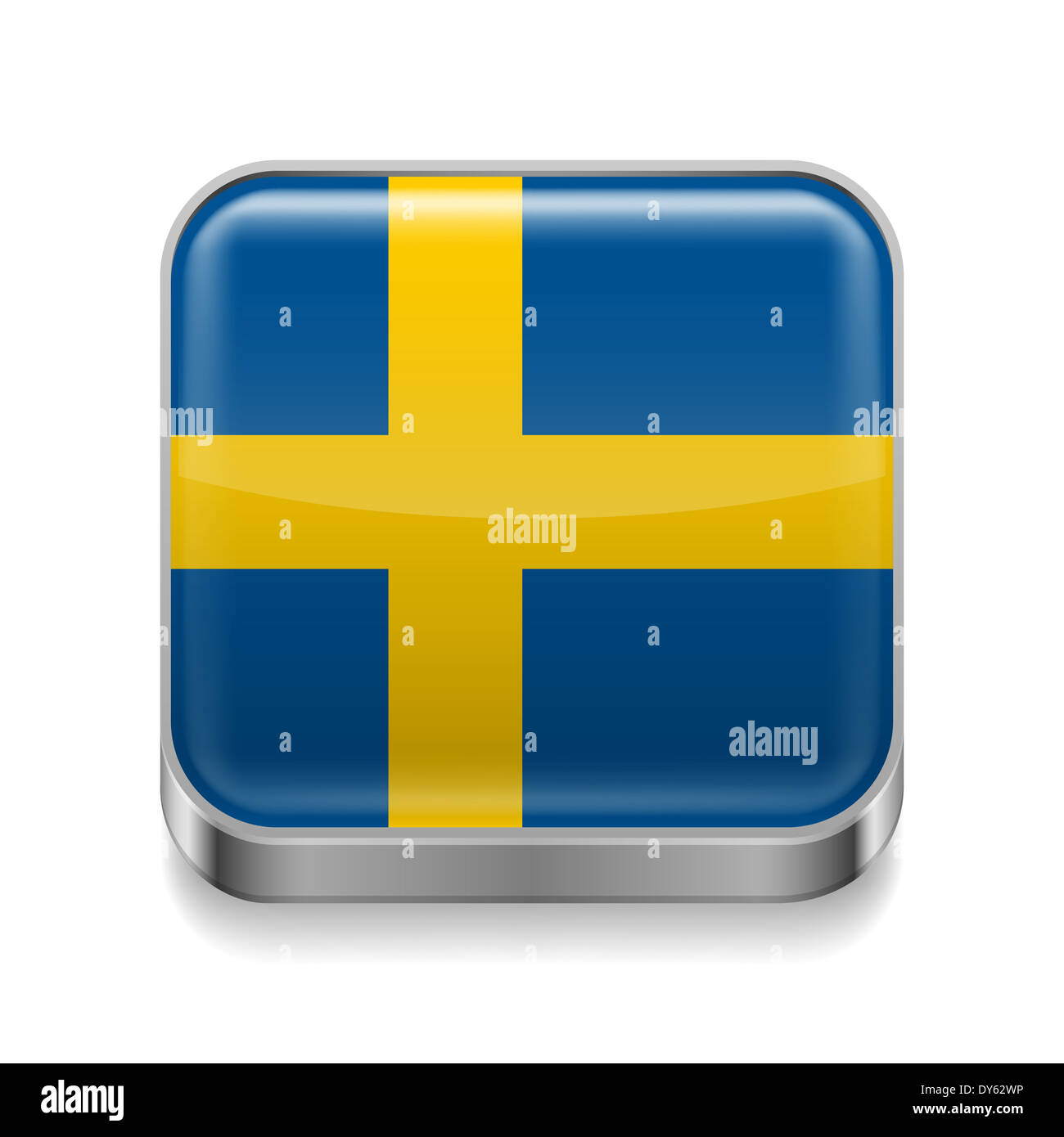 Metal square icon with Swedish flag colors Stock Photo - Alamy
