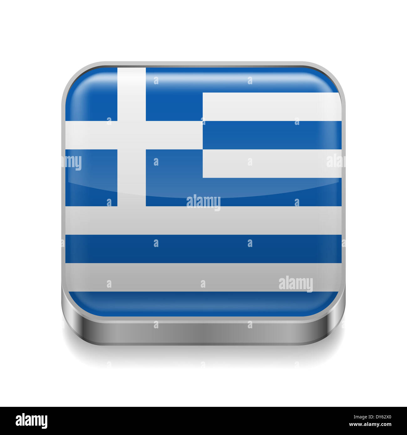 Metal square icon with Greek flag colors Stock Photo - Alamy