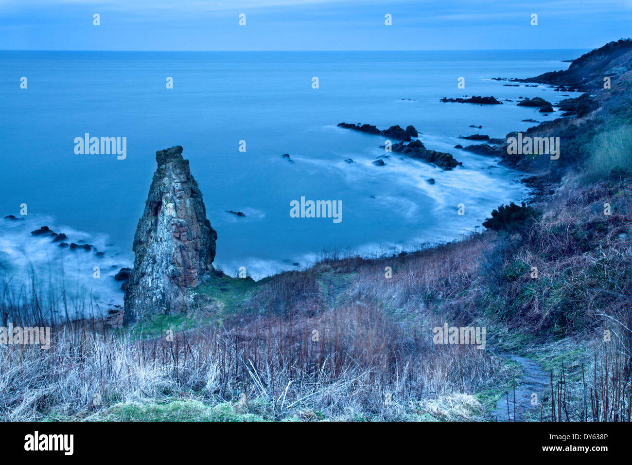 Rock Stack on the Fife Coast near St. Andrews, Fife, Scotland, United ...