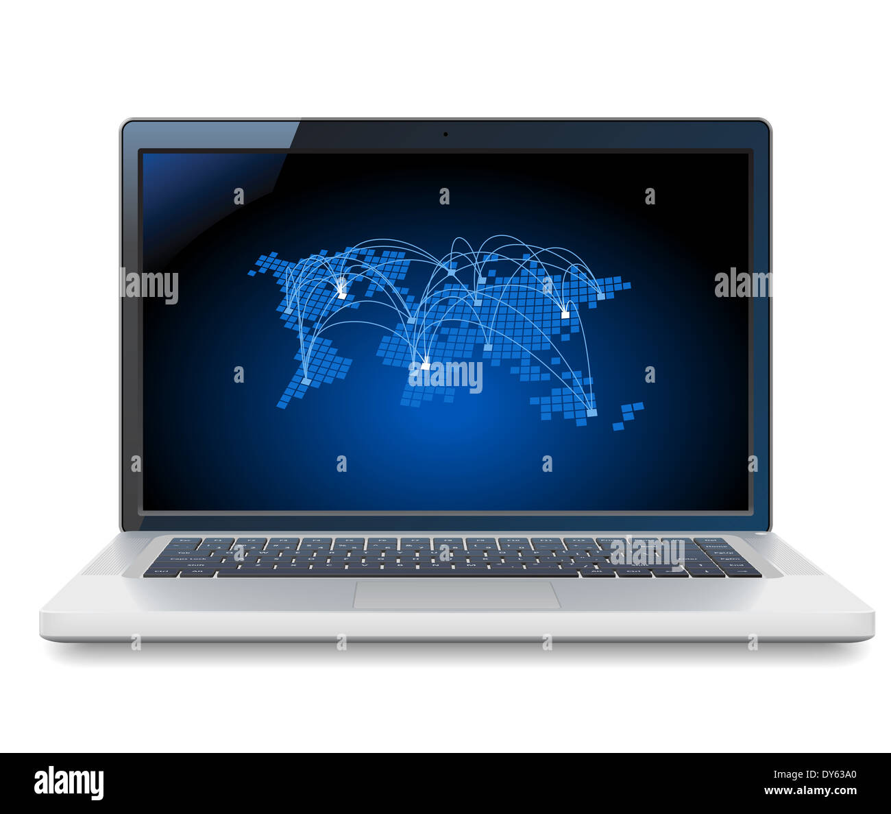 Blue globe computer keyboard background Cut Out Stock Images & Pictures ...