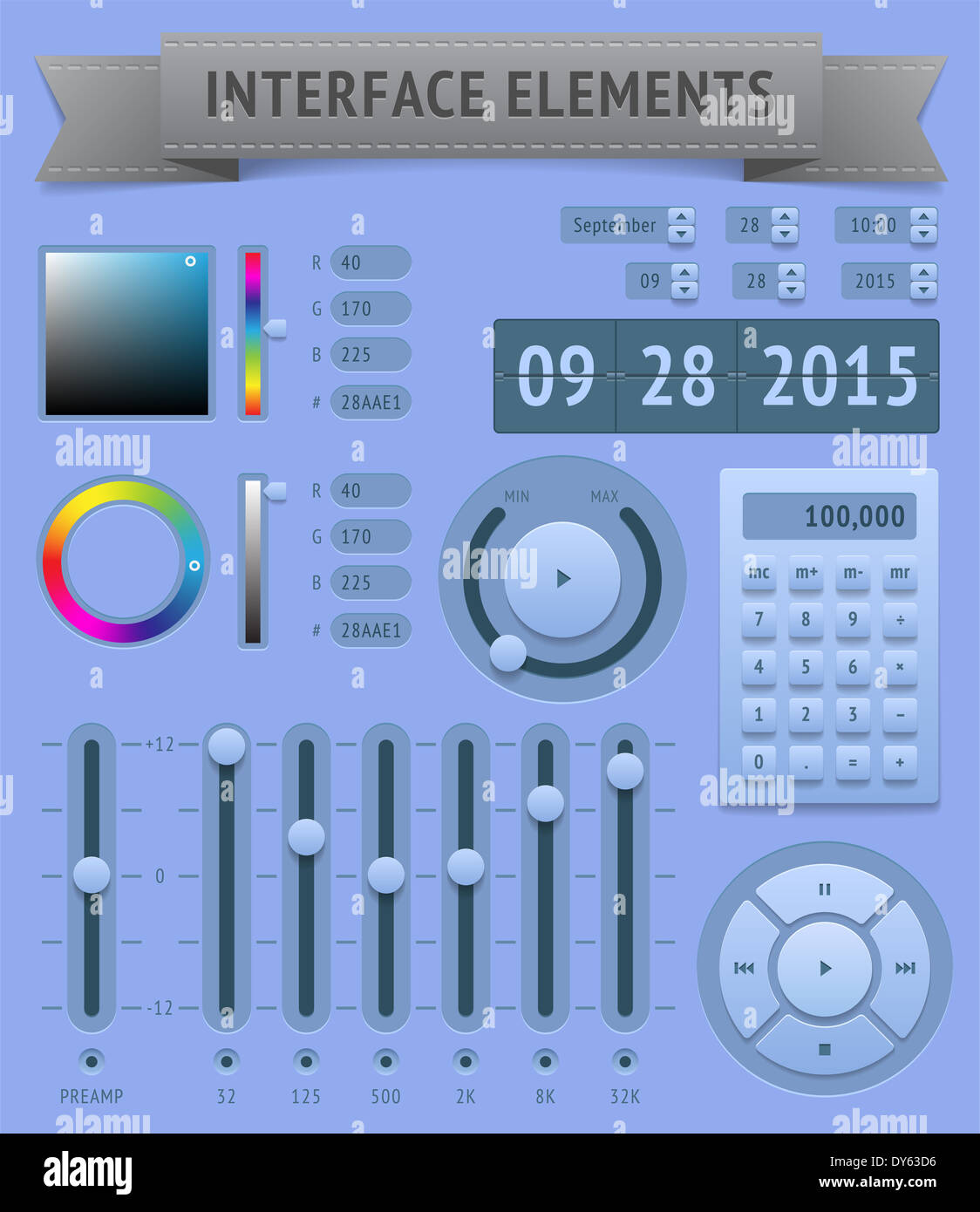 User interface elements. Raster version Stock Photo - Alamy