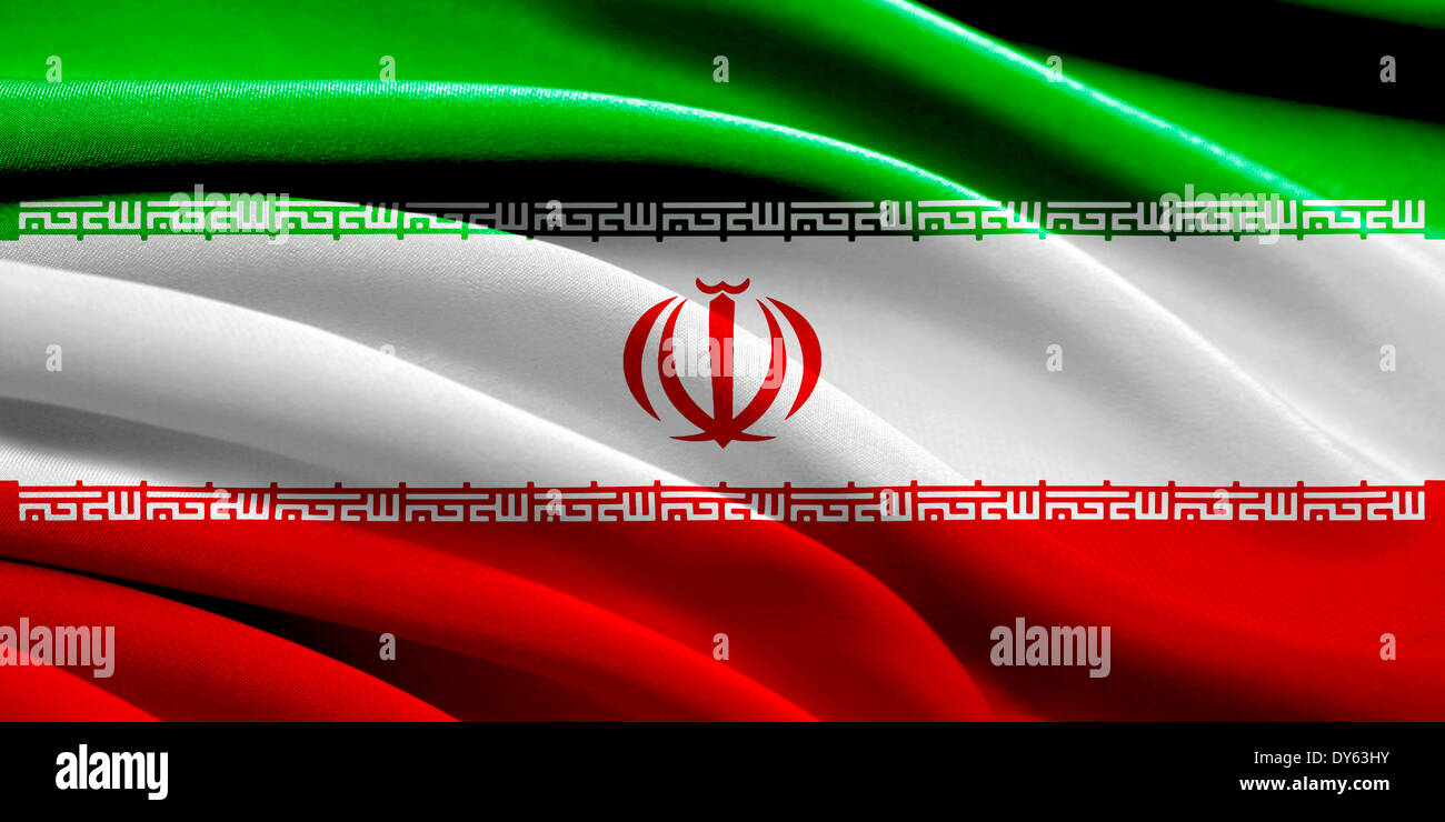 Flag of Iran waving in the wind Stock Photo - Alamy