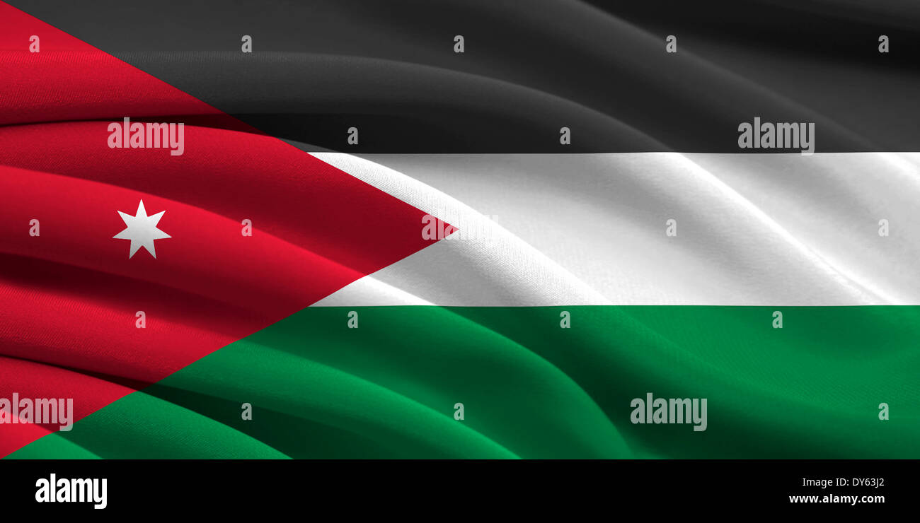 Flag of Jordan waving in the wind Stock Photo - Alamy
