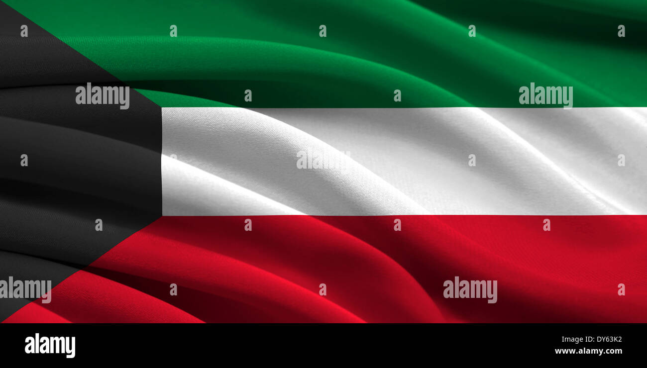 Flag of Kuwait waving in the wind Stock Photo - Alamy