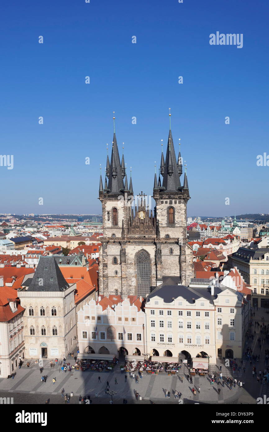 View over the Old Town Square (Staromestske namesti) with Tyn Cathedral ...
