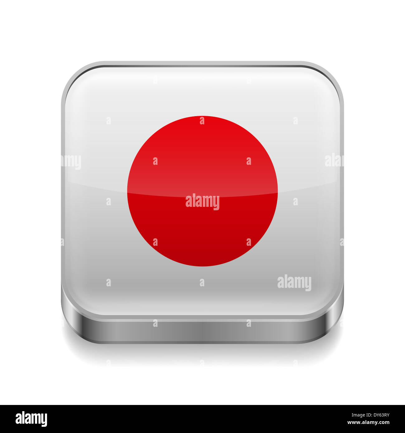 Metal square icon with Japanese flag colors Stock Photo - Alamy