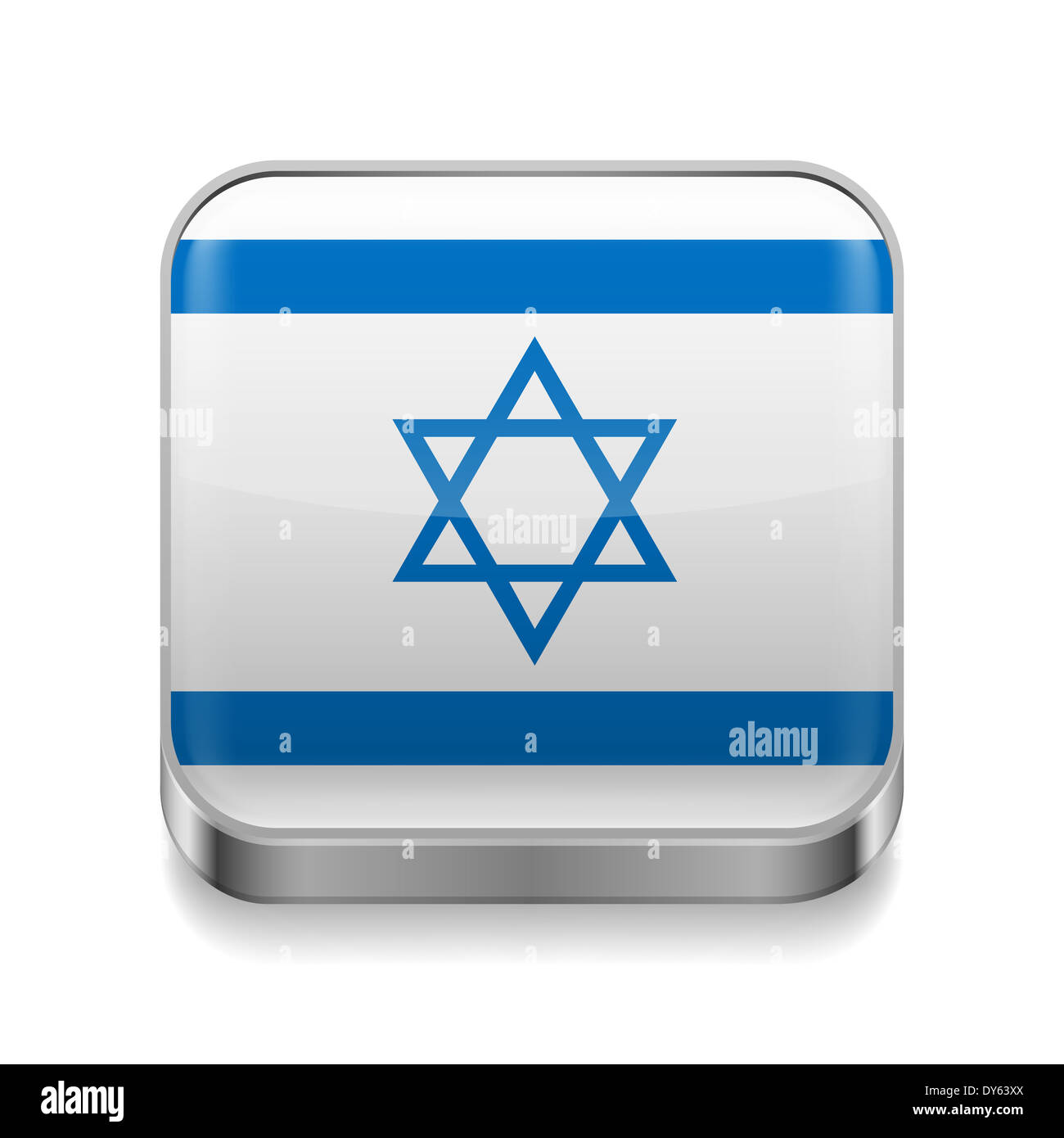 Metal square icon with Israeli flag colors Stock Photo - Alamy