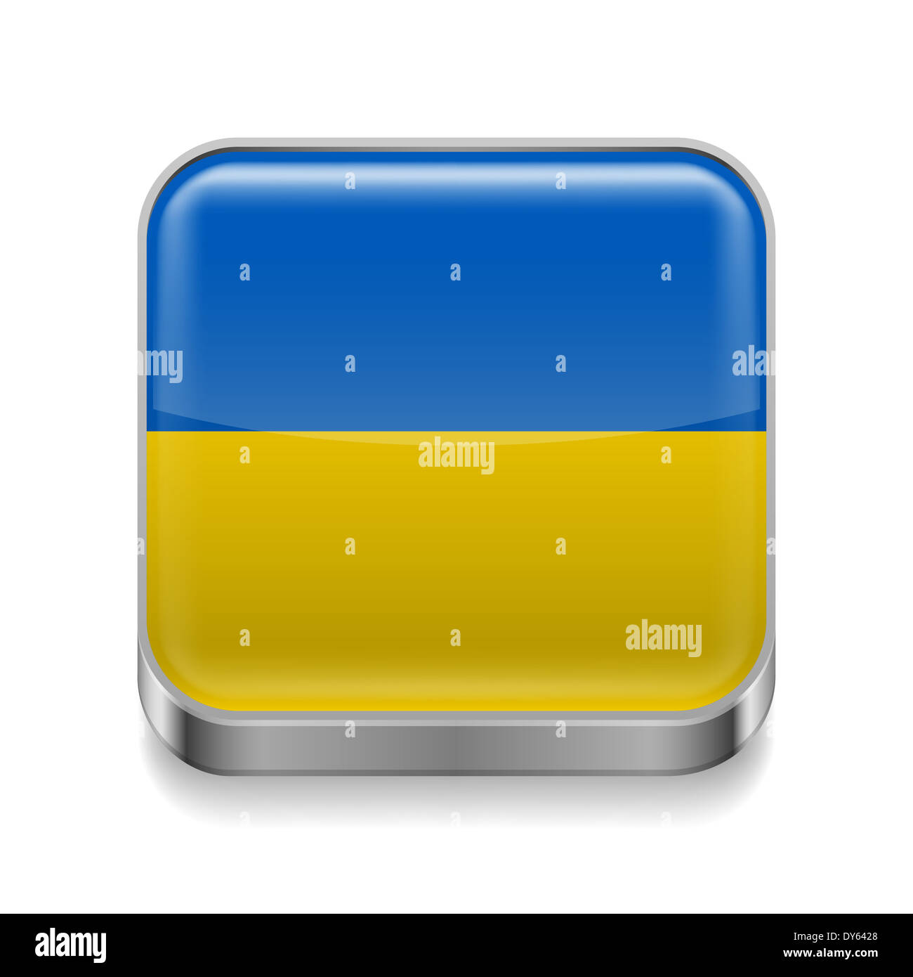 Metal square icon with Ukrainian flag colors Stock Photo - Alamy