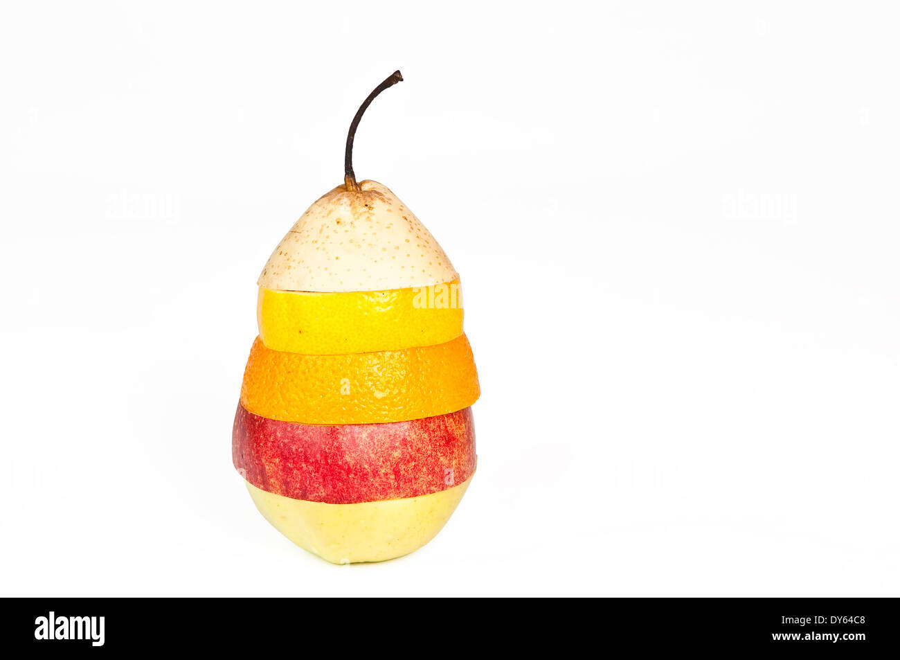 Stack of different fruit slices on white background Stock Photo - Alamy