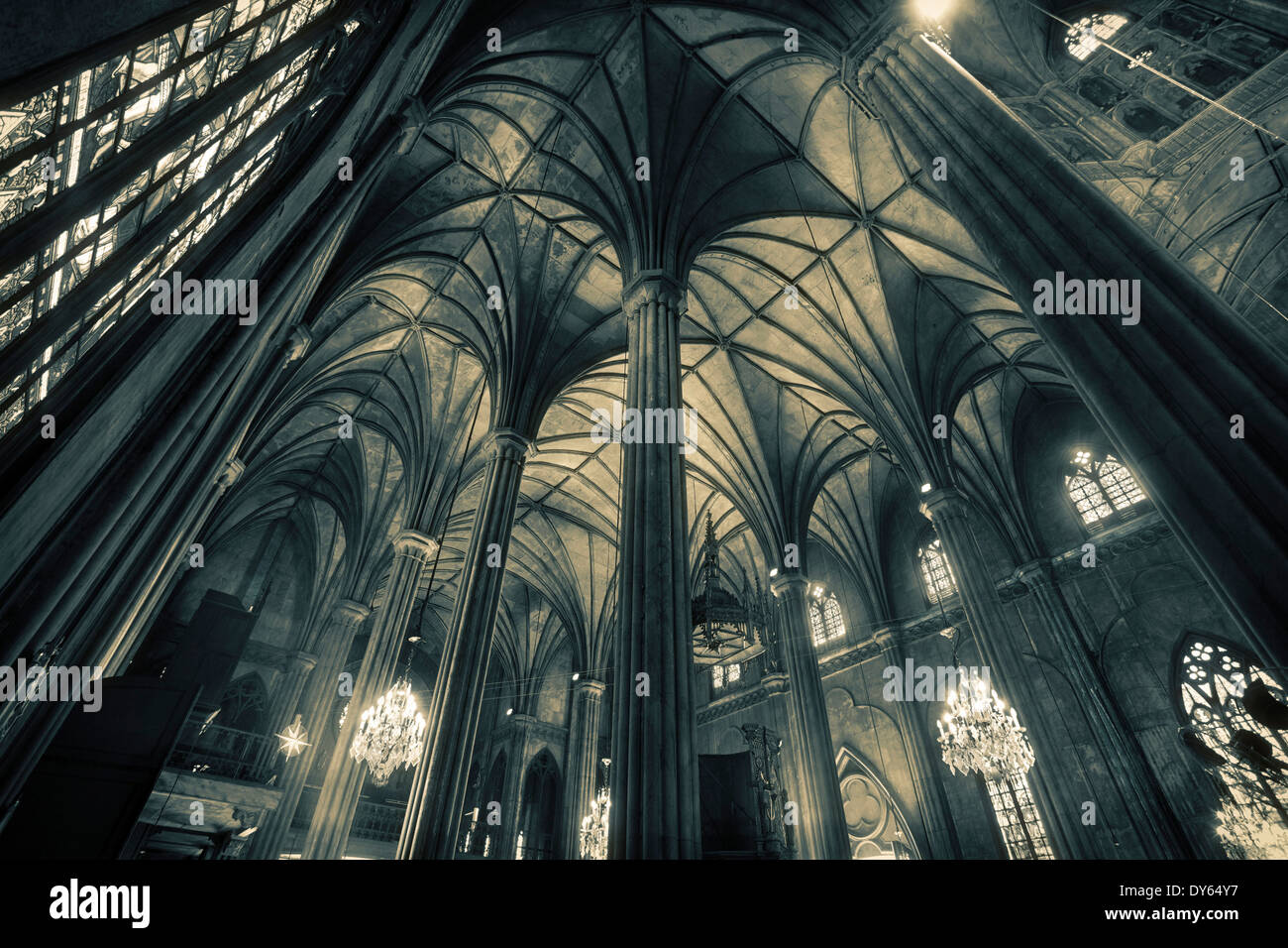 Interior of San Sebastian, the only all-steel church in Asia, Manila ...