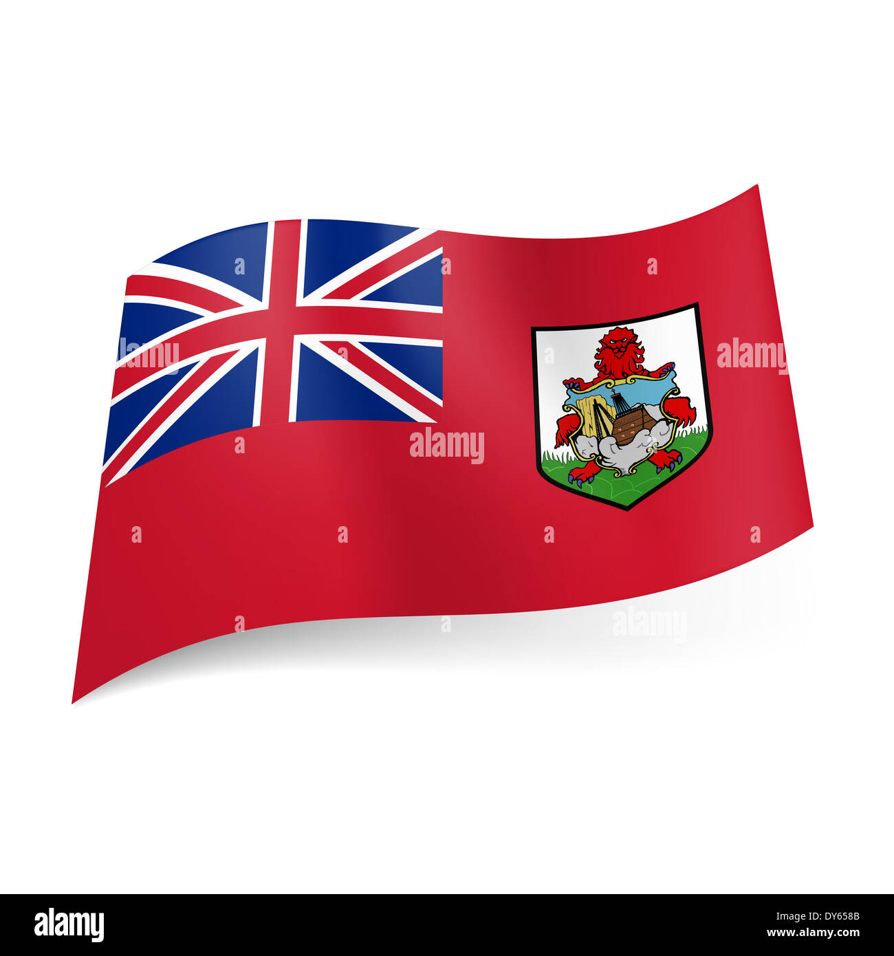 Flag of Overseas British territory - Bermuda. National coat-of-arms and ...