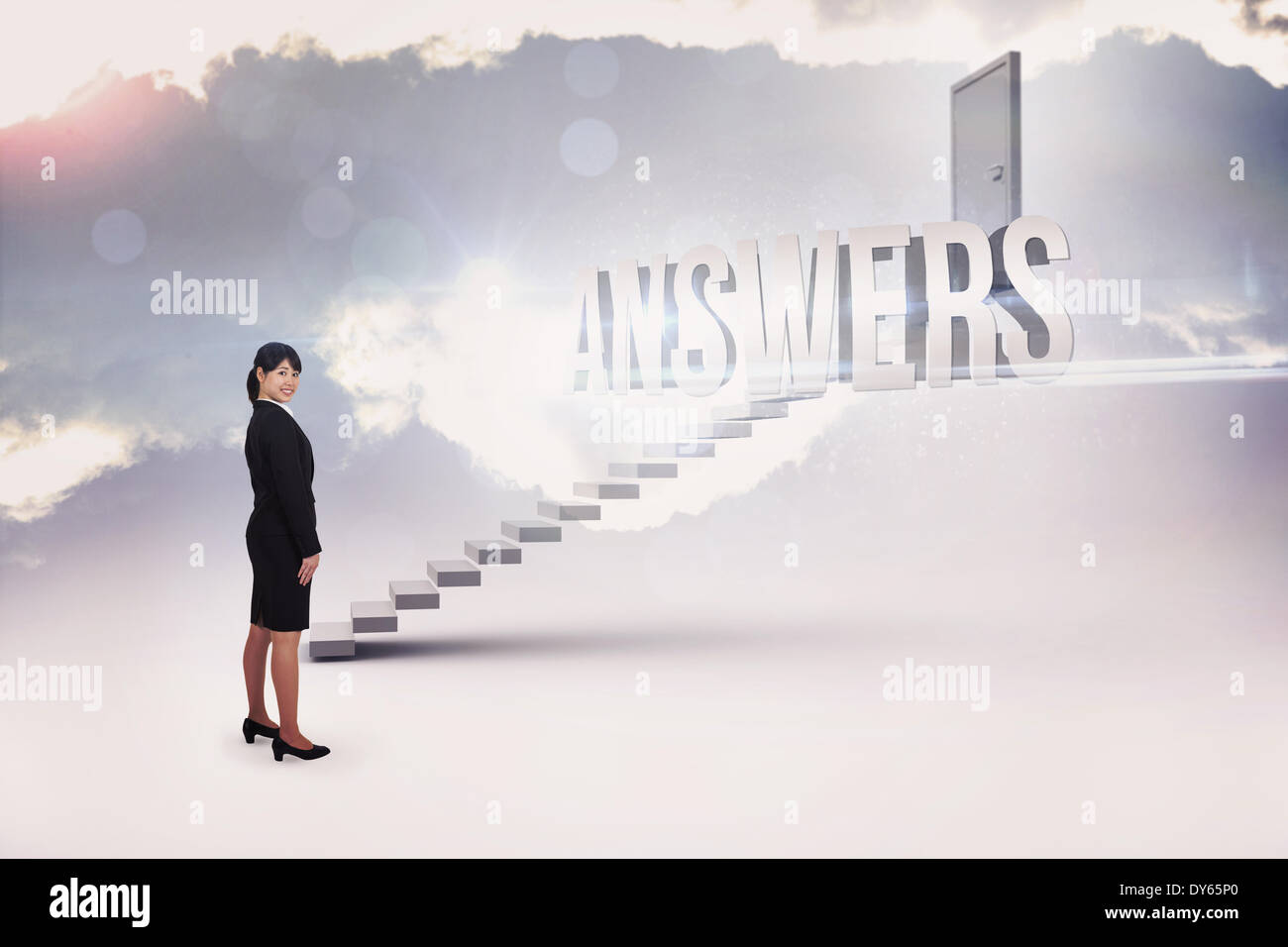 Woman answers door hi-res stock photography and images - Alamy