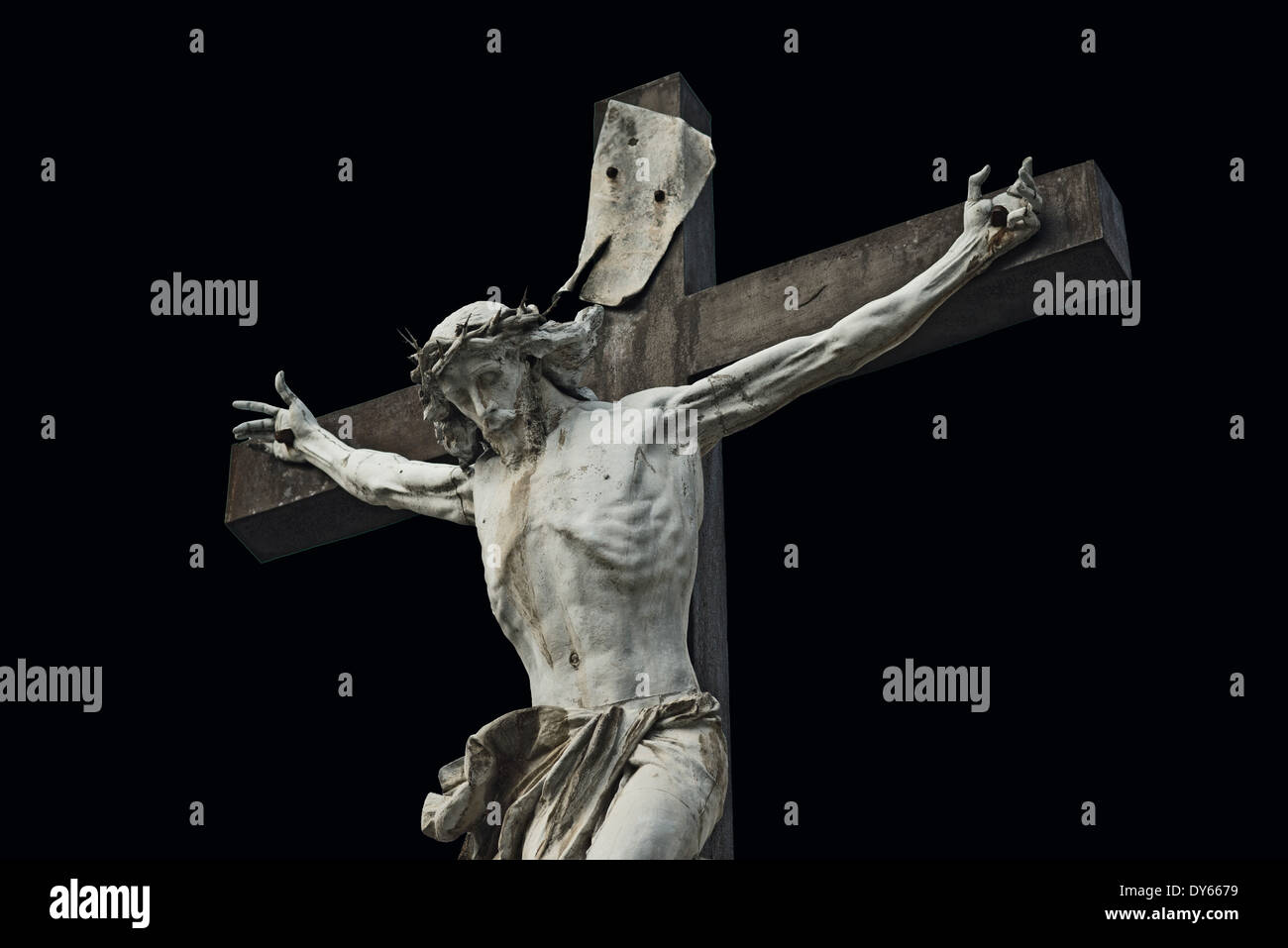 Crucifixion. Jesus Christ crucifixion statue isolated on black background Stock Photo - Alamy