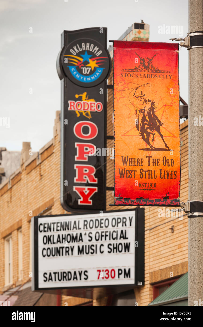 USA, Oklahoma, Oklahoma City, Stockyards City, signs Stock Photo - Alamy