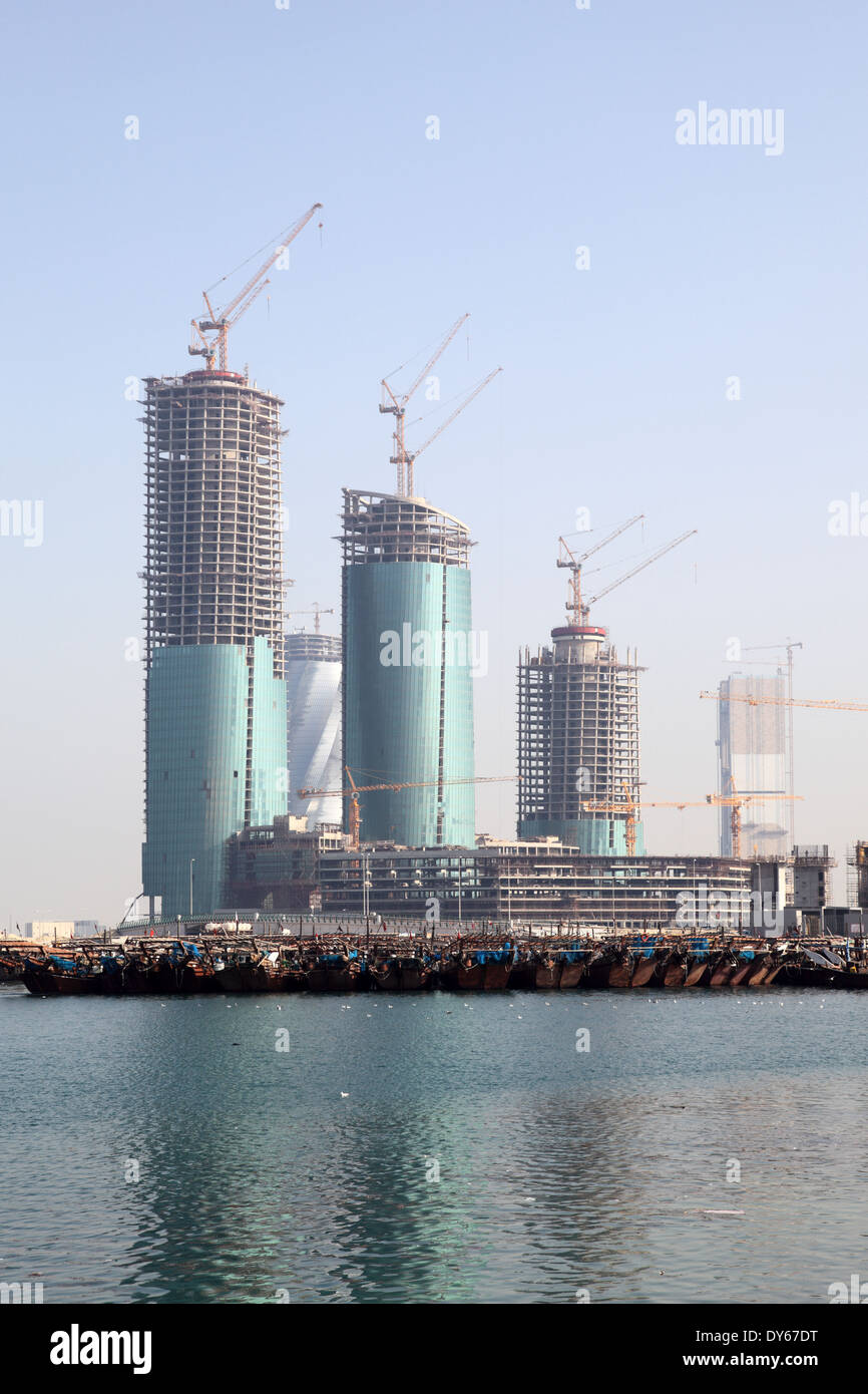Skyscrapers construction at the Bahrain Financial Harbour. Manama ...