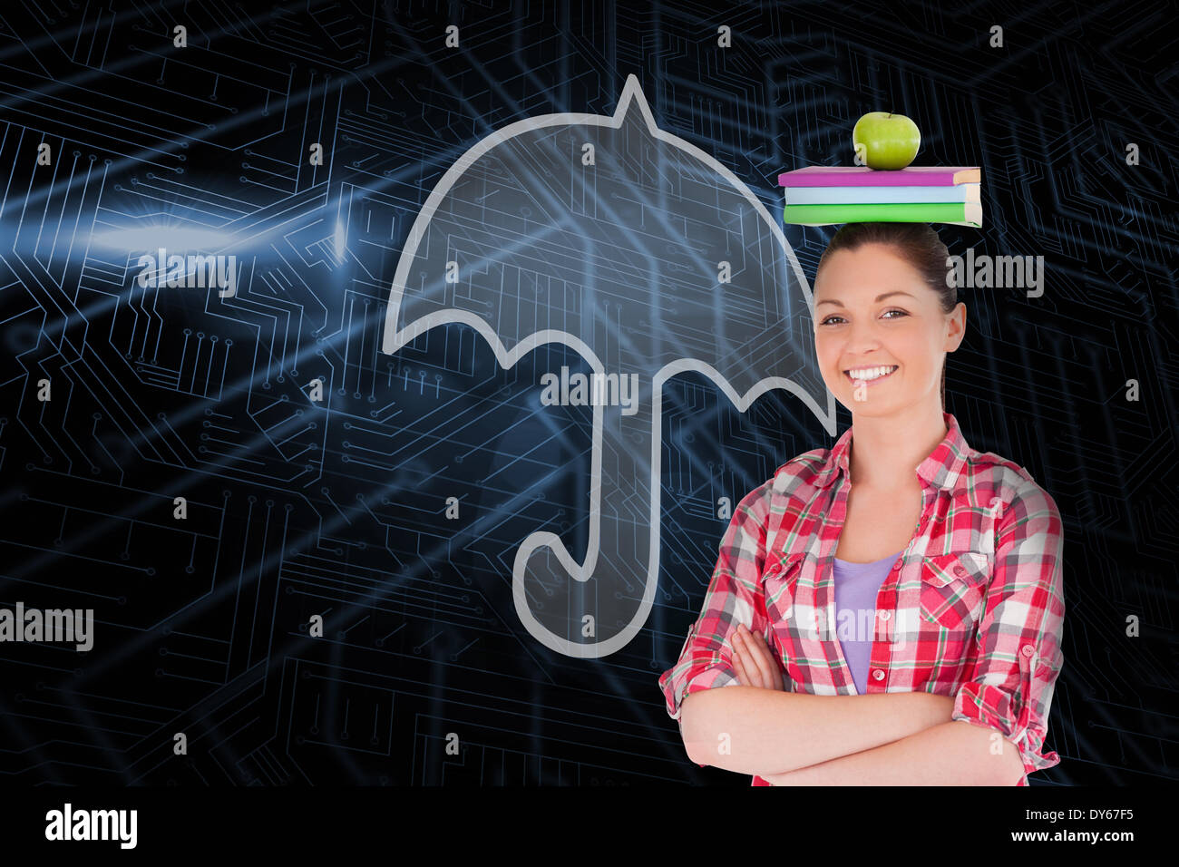 Composite image of umbrella and student Stock Photo - Alamy