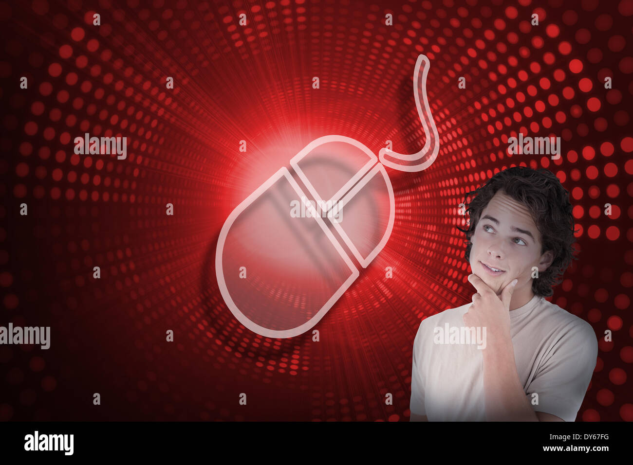 Composite image of computer mouse and casual thinking man Stock Photo ...