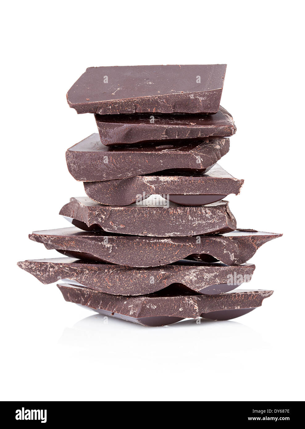 Closeup detail of chocolate parts on white background Stock Photo - Alamy