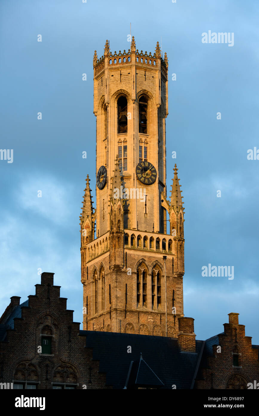 The iconic Belfry of Brug catches the first rays of sunshine after ...