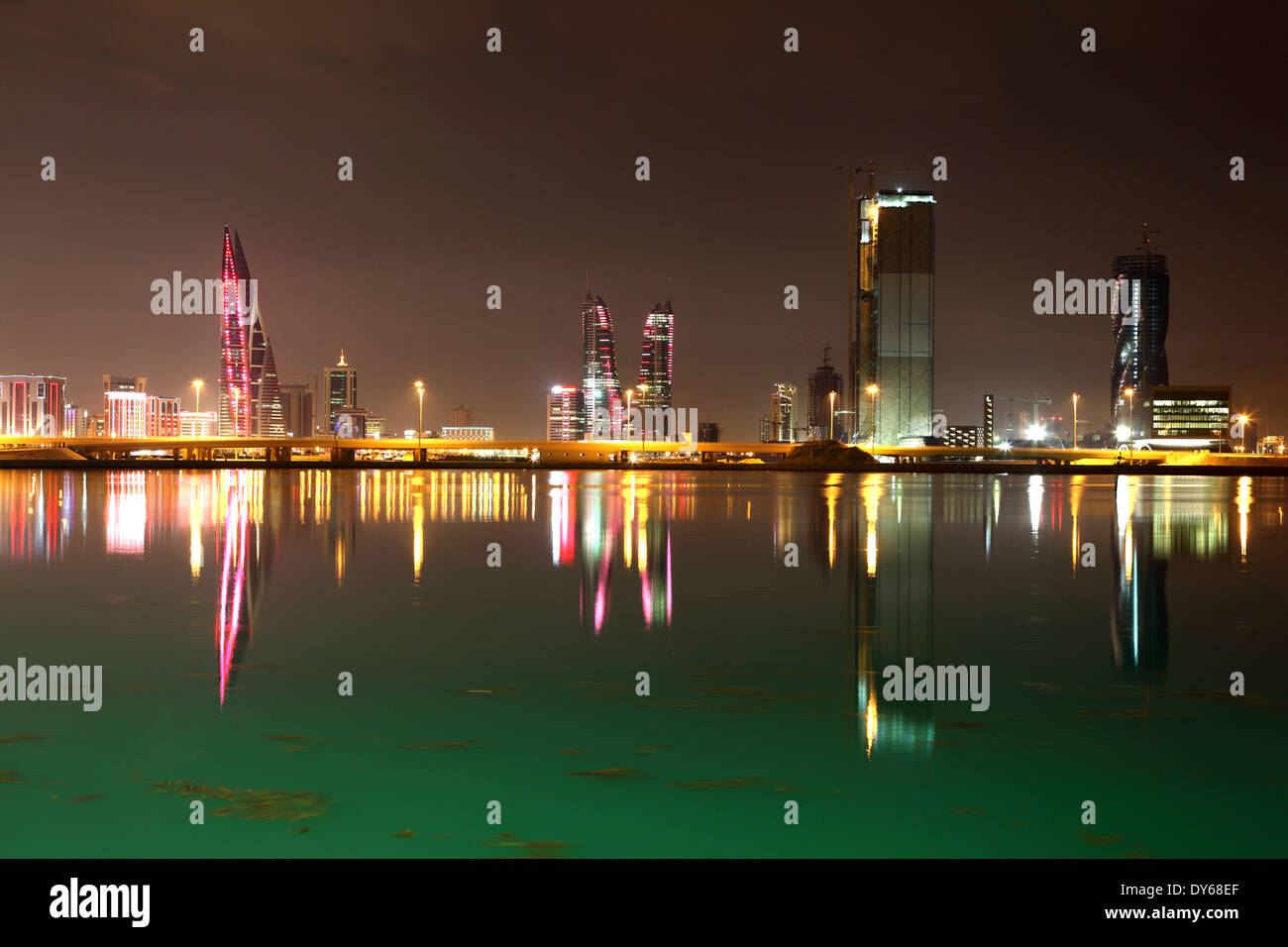 Skyline of Manama at night. Bahrain, Middle East Stock Photo - Alamy