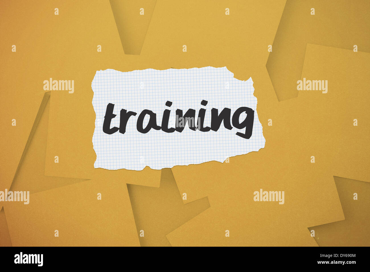 Training against digitally generated orange paper strewn Stock Photo ...