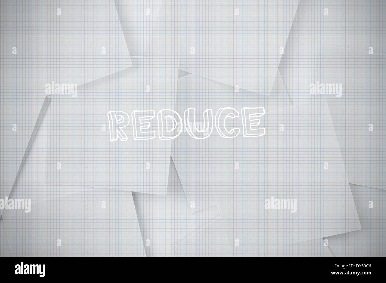 Reduce against digitally generated grid paper strewn Stock Photo - Alamy