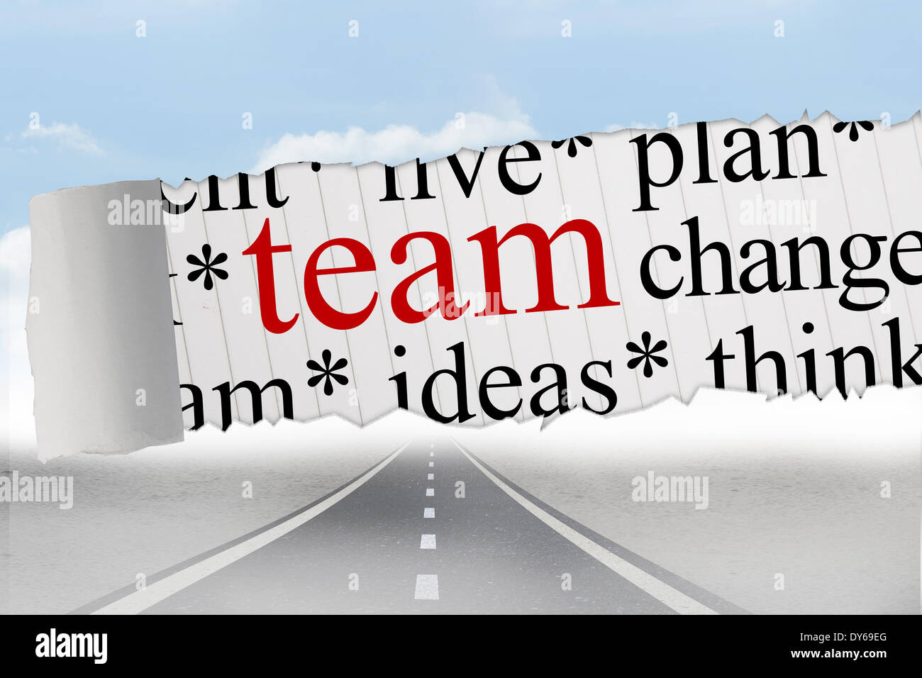 Team against open road Stock Photo - Alamy