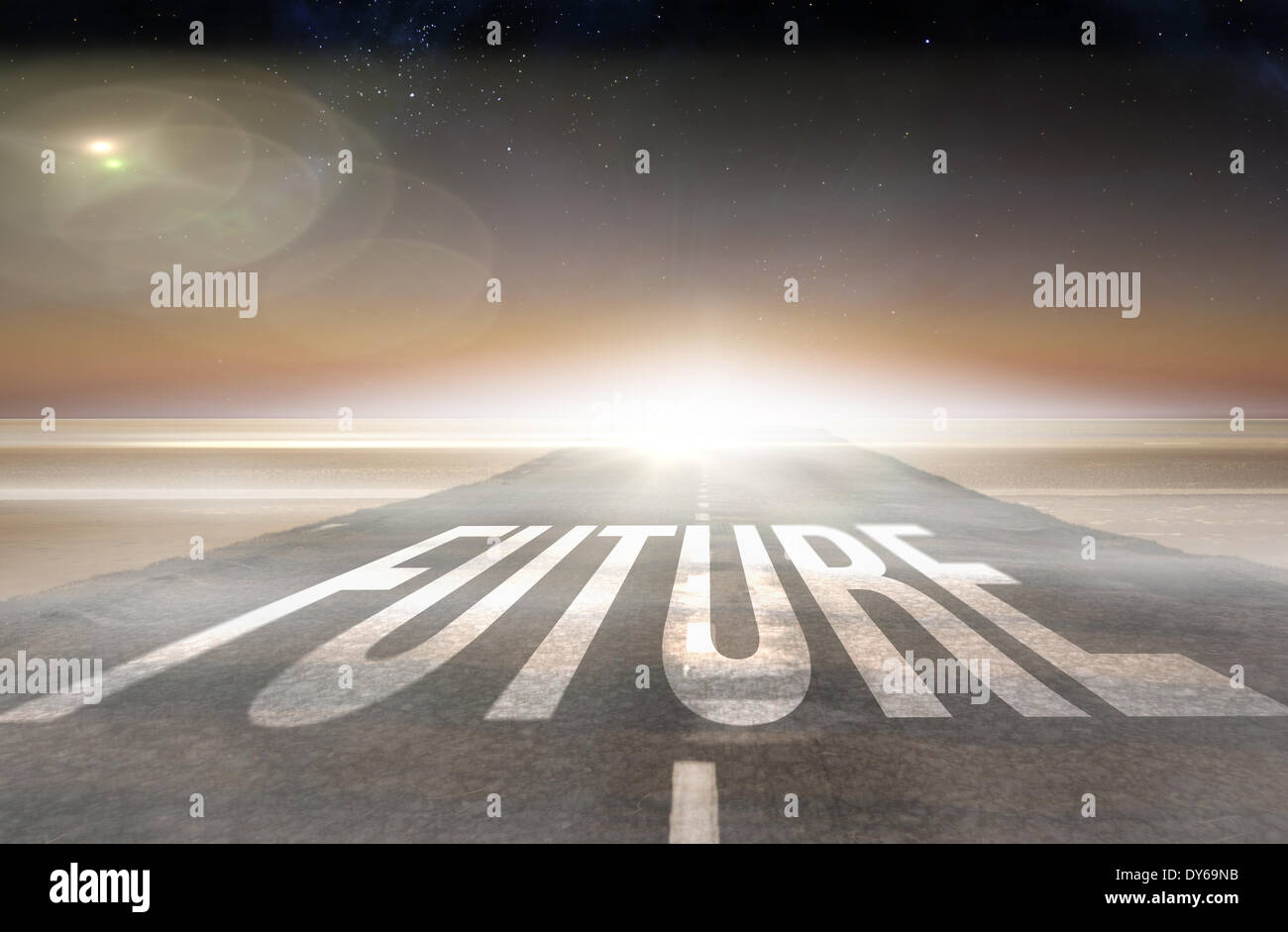 Future against road leading out to the horizon Stock Photo - Alamy