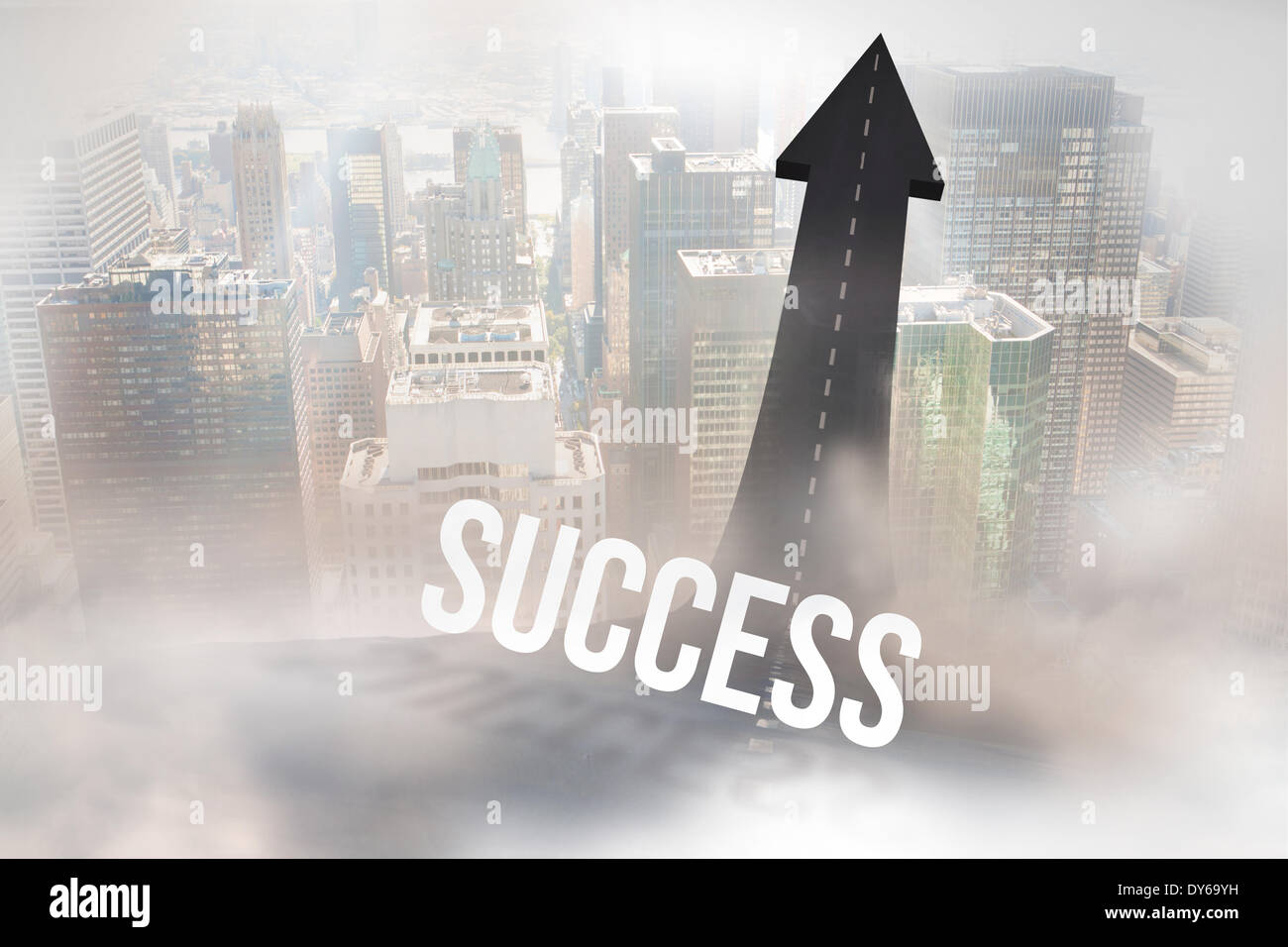 Success against road turning into arrow Stock Photo - Alamy